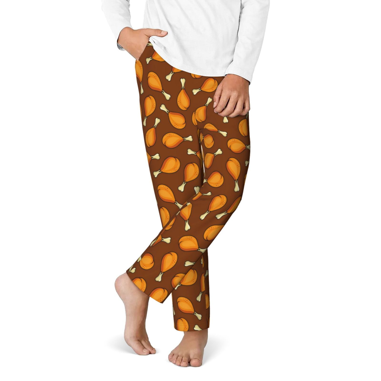 Qekee Chicken Legs 1 Print Kids Pajama Pants, Teenagers' Bottom ...