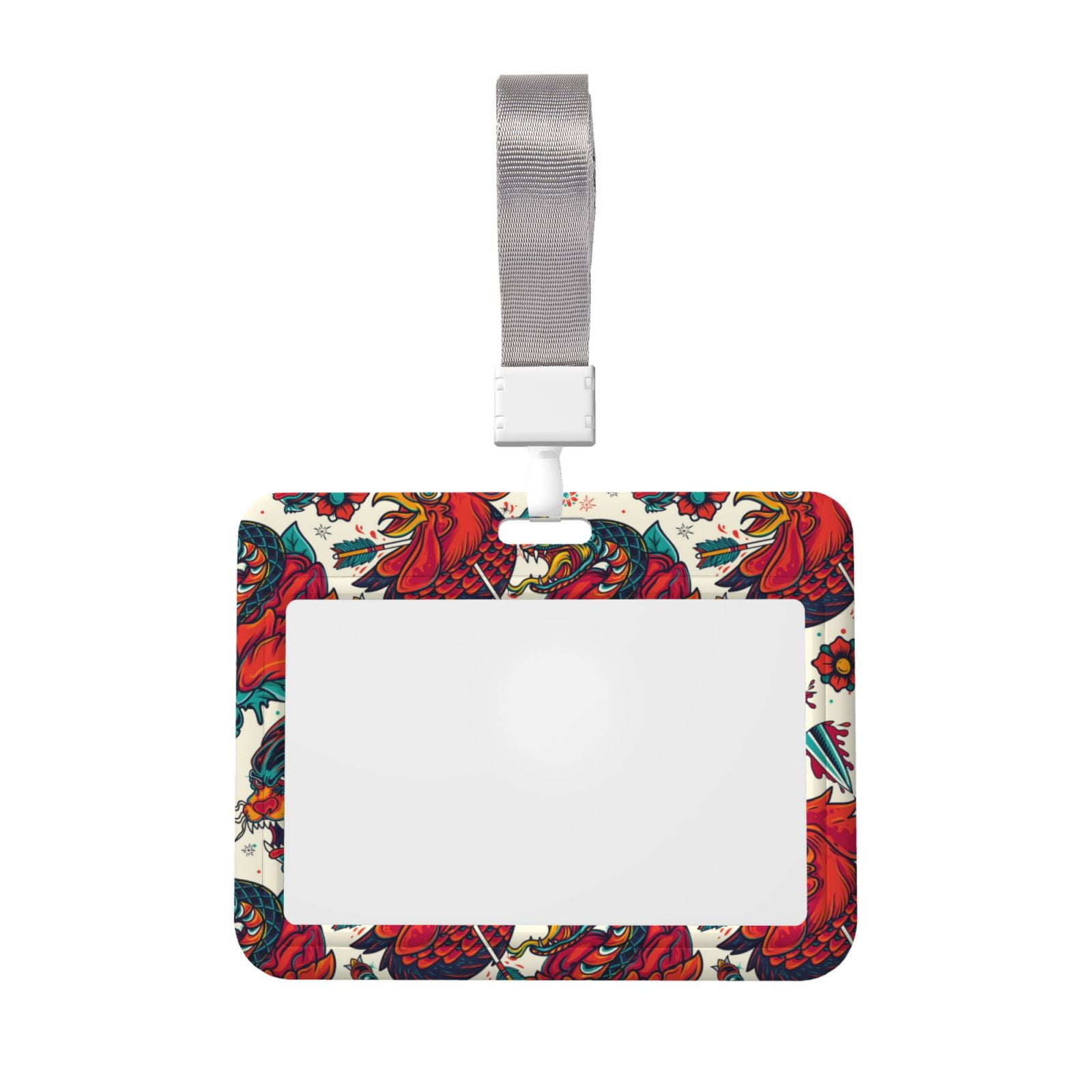 Qekee Chicken Print Card Badge Holder,Clear Name Tag ID Card Protector ...