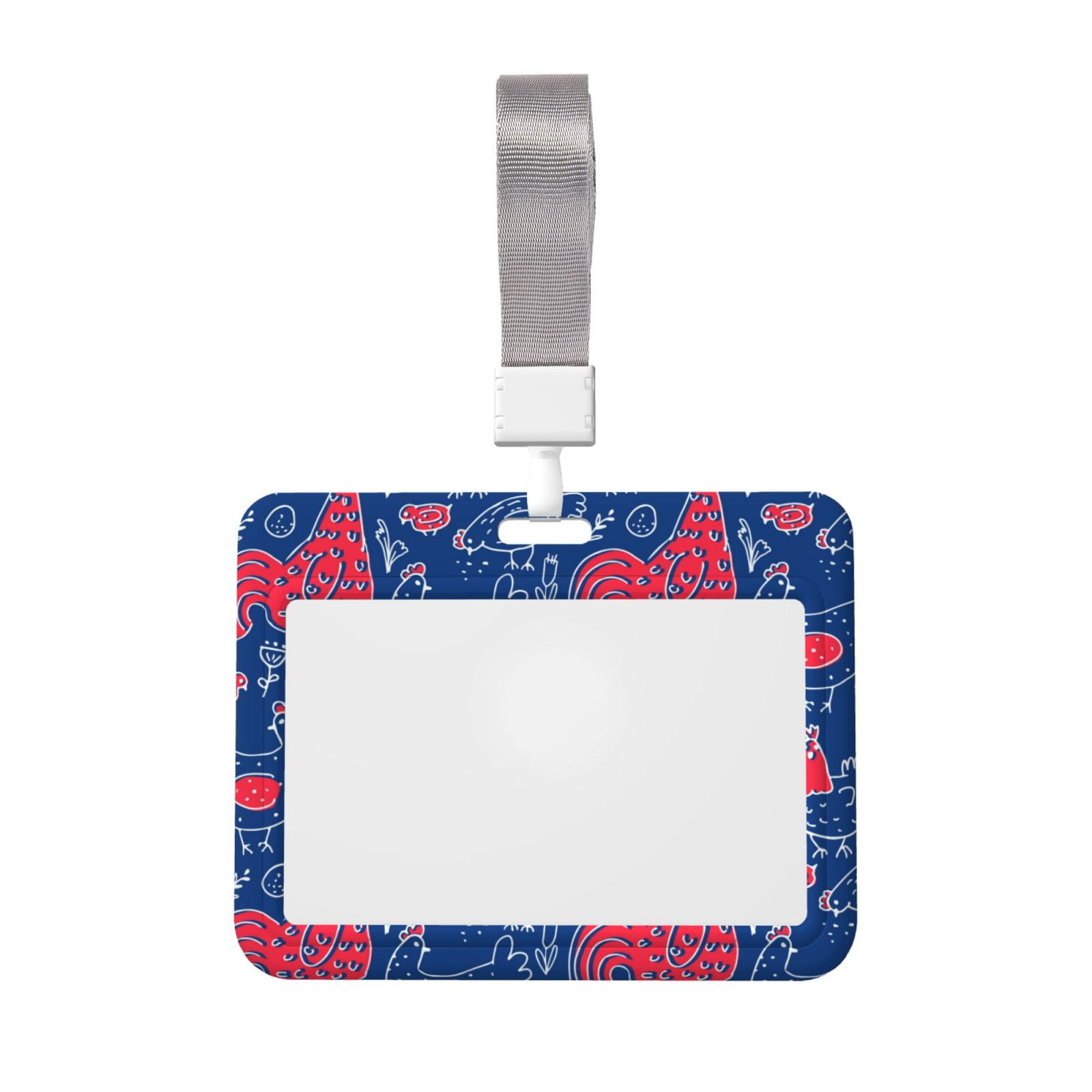 Qekee Chicken and Rooster Print Card Badge Holder,Clear Name Tag ID ...