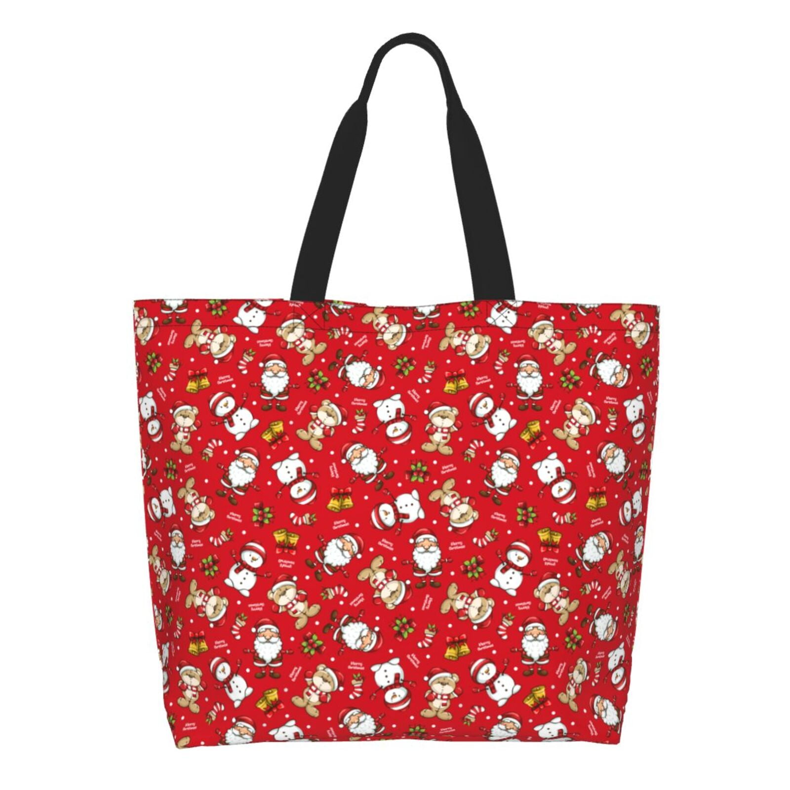 Qekee Christmas Santa Cartoon Snowman A Pattern Tote Bags for Women ...