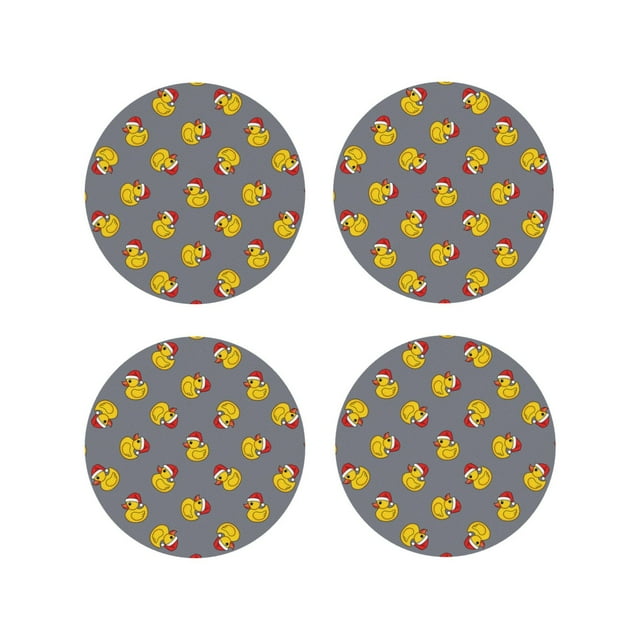 Qekee Christmas hat duck Print PU Leather Absorbent Coasters,Leather ... Qekee Christmas hat duck Print PU Leather Absorbent Coasters,Leather ...