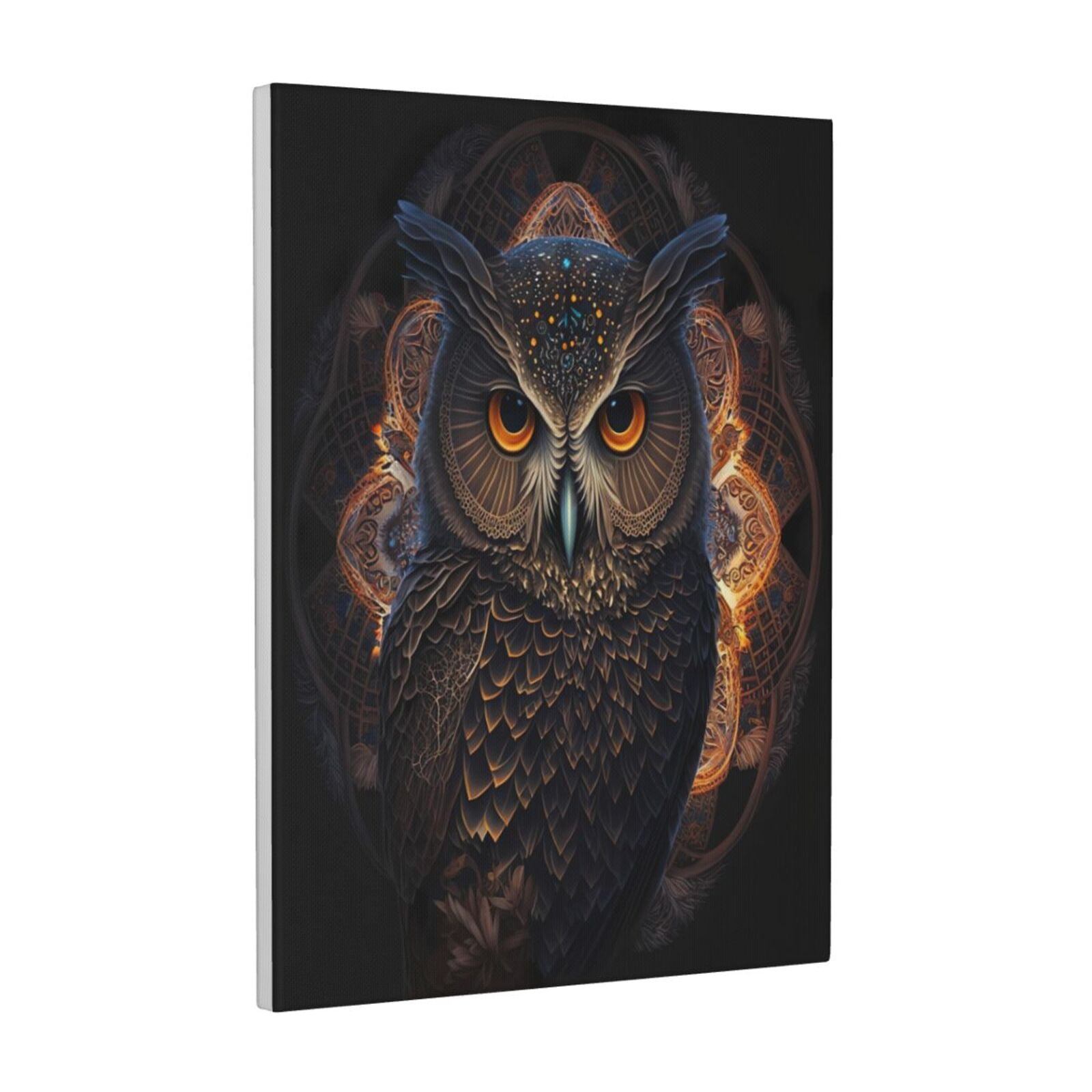 Qekee Classical Style Brown Owl Print Canvas Wall Art for Bathroom ...