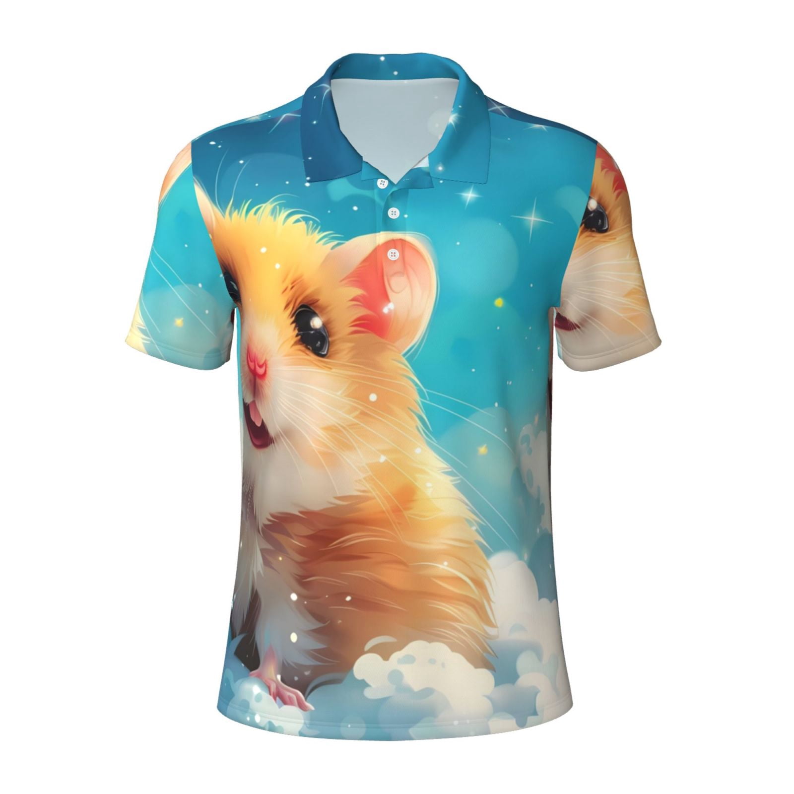 Qekee Cloud Cute Hamster for Mens Polo Shirts Casual Short Sleeve ...