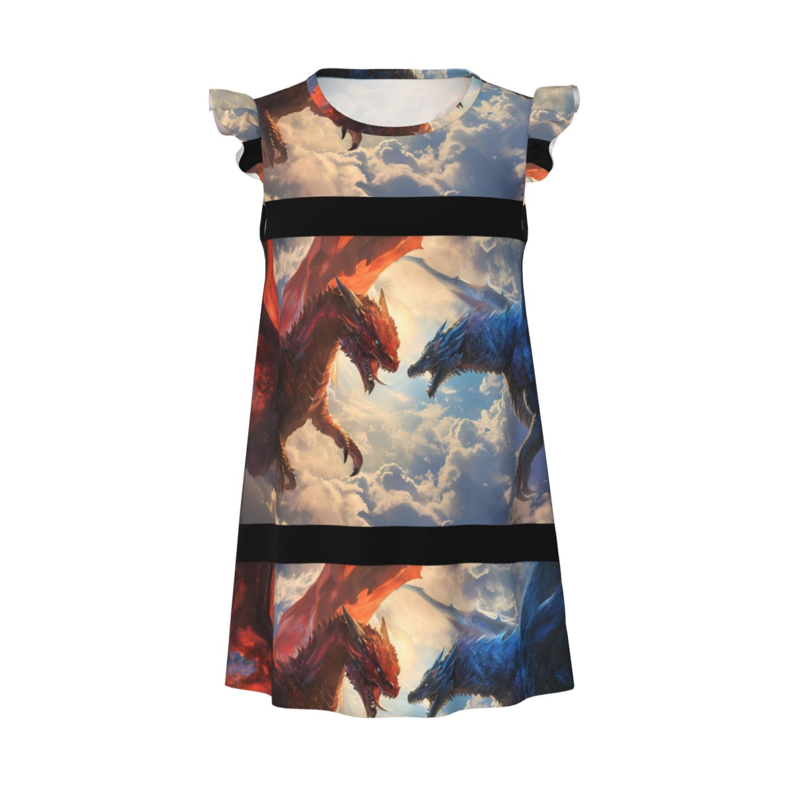 Qekee Cloud Red And Blue Dragon for Girls Nightgowns, Princess Pajama ...