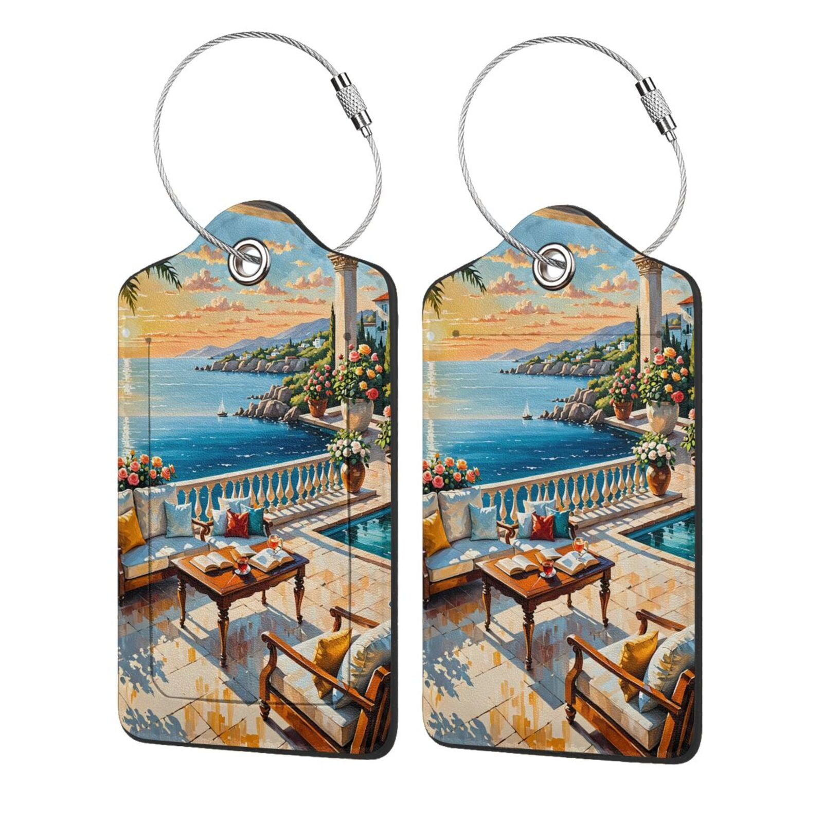 Qekee Coastal Style Garden Villa Print Luggage Tag for Suitcase,Bag Tag ...
