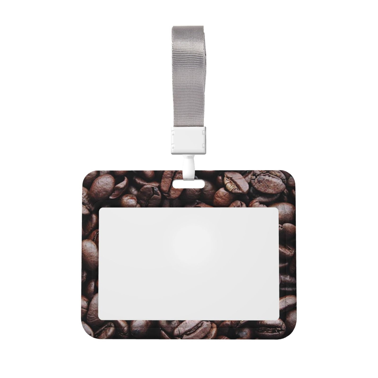Qekee Coffee Bean Print Card Badge Holder,Clear Name Tag ID Card ...