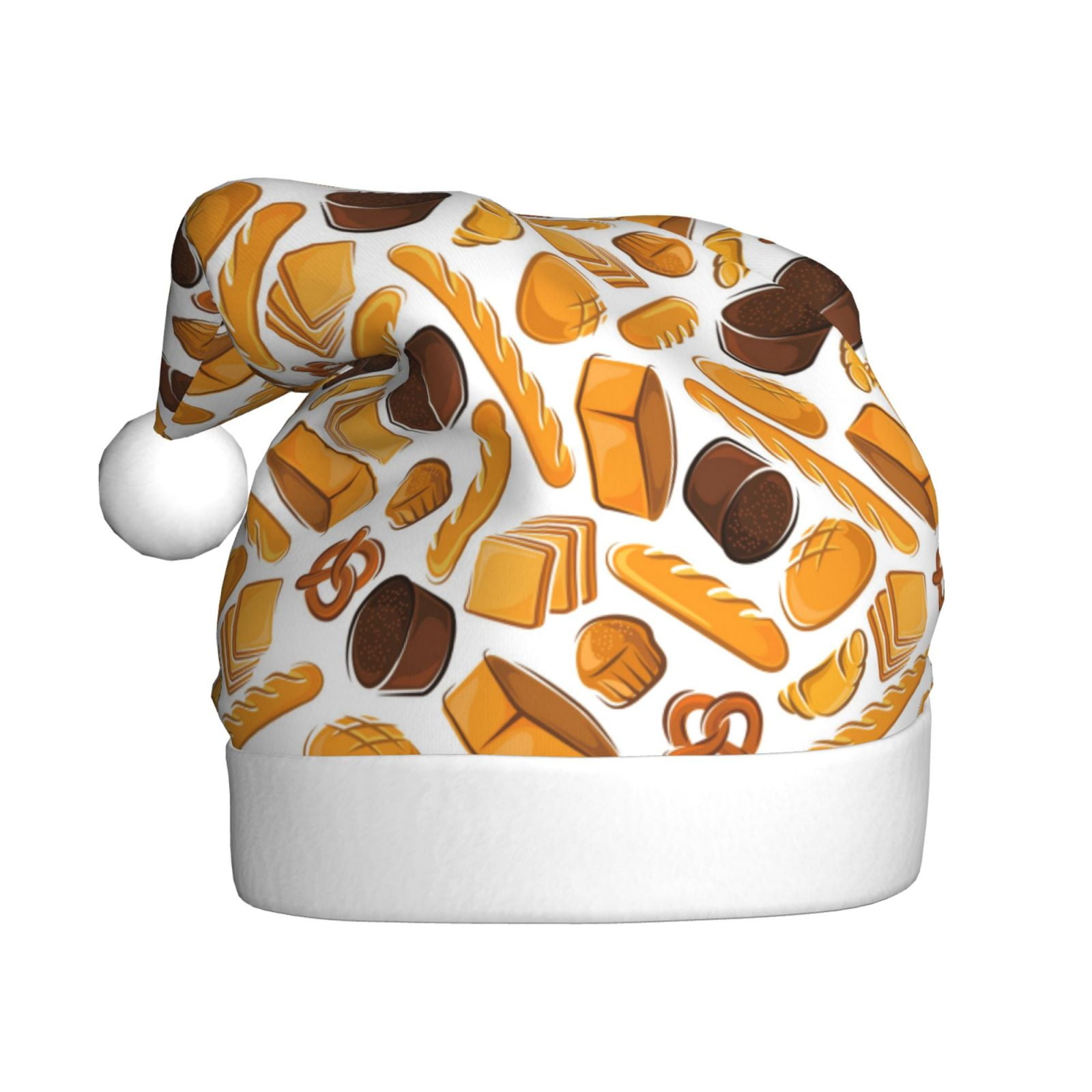 Qekee Coffee Bun Hot Dog for Fluffy Red Santa Hats Set Plush Brim and ...