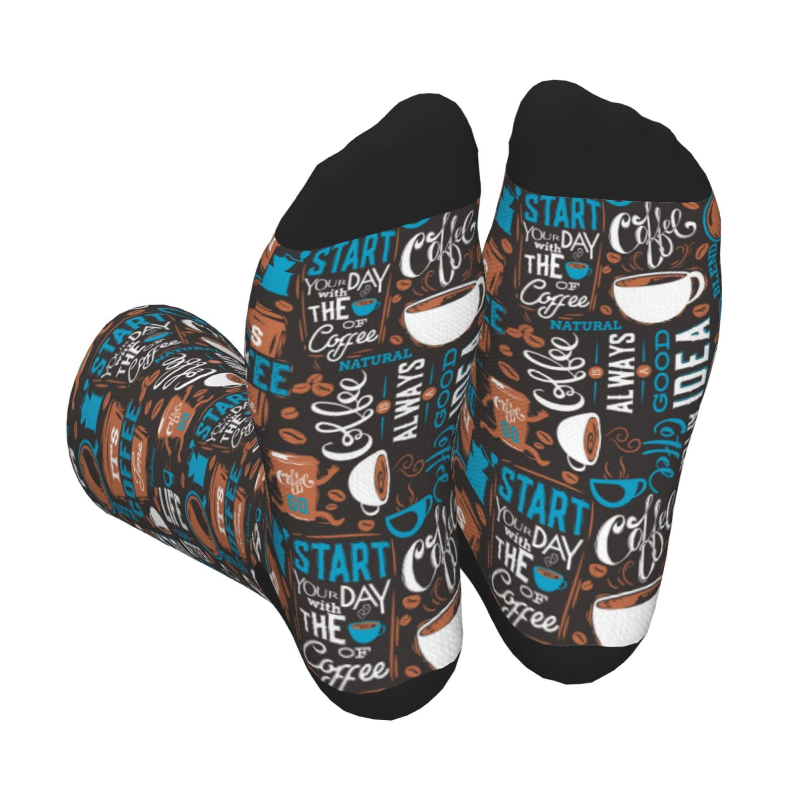 Qekee Coffee Lover Print Print Crew Socks for Men and Women,Crew Soft ...