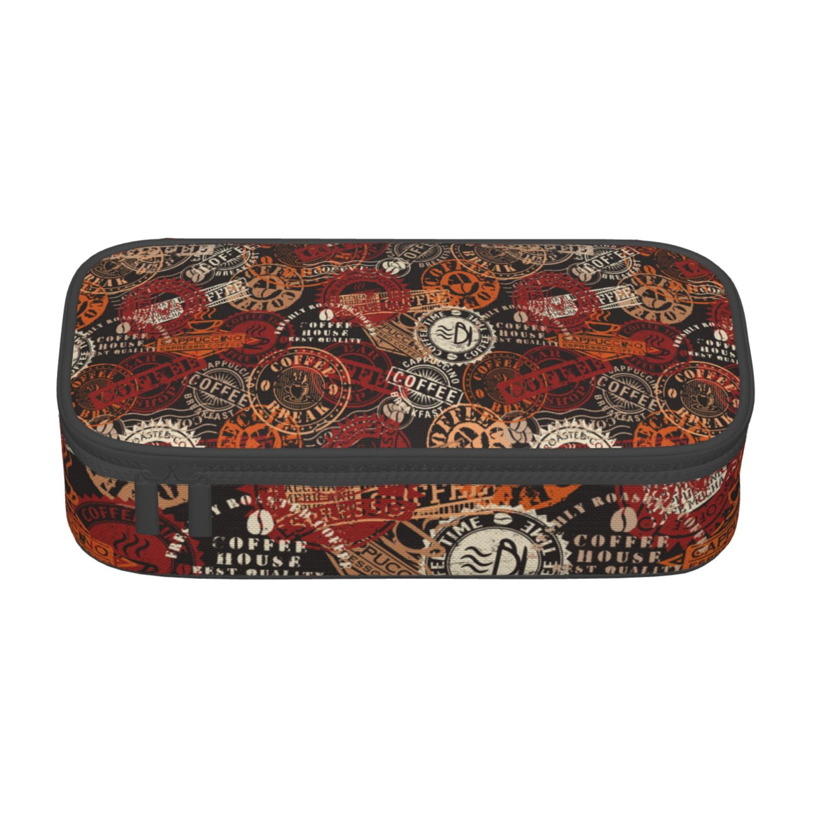 Qekee Coffee Stamp print Large Pencil Case, Aesthetic Pen Pouch with ...