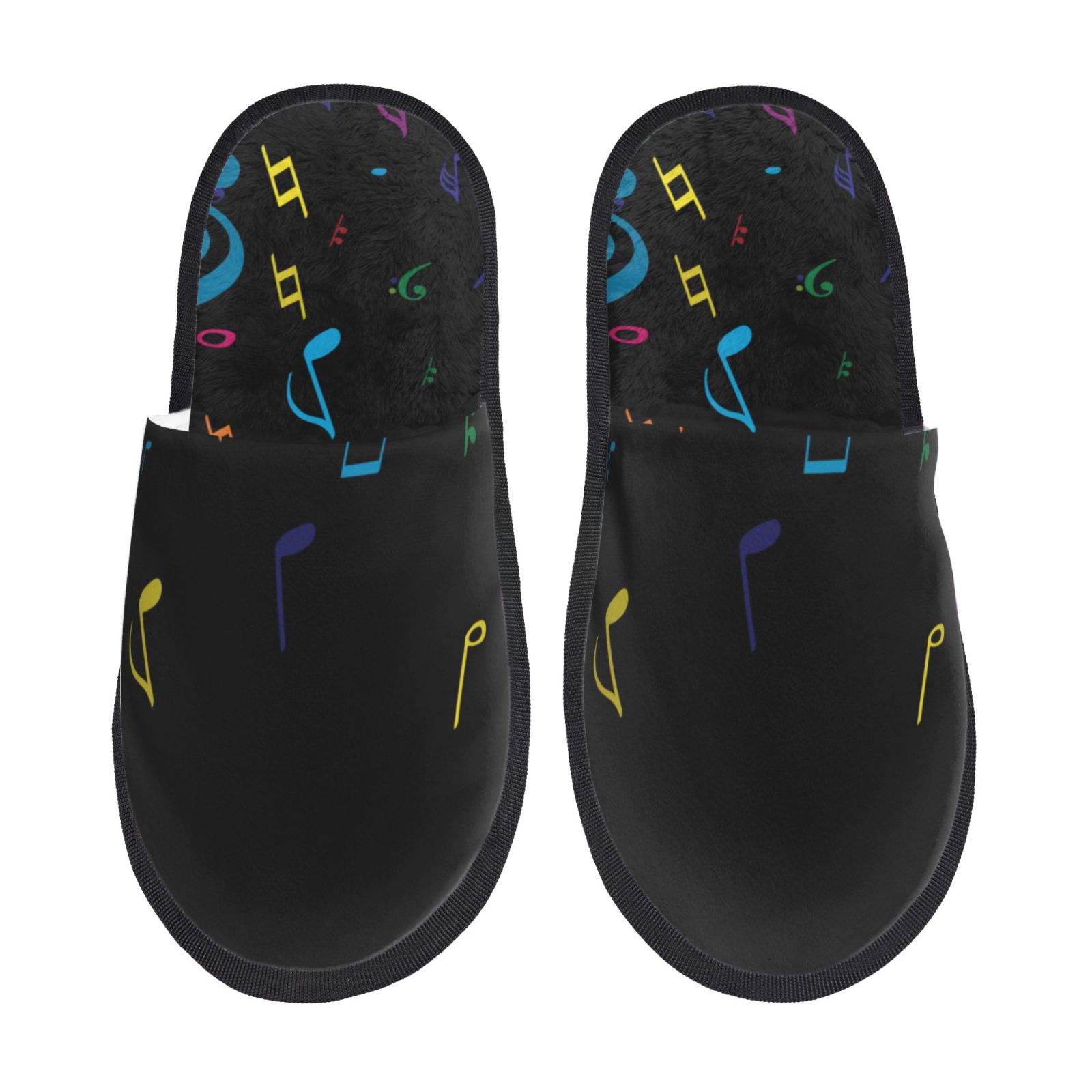 Qekee Color Musical Notes Print Furry Slippers for Women and Men, House ...