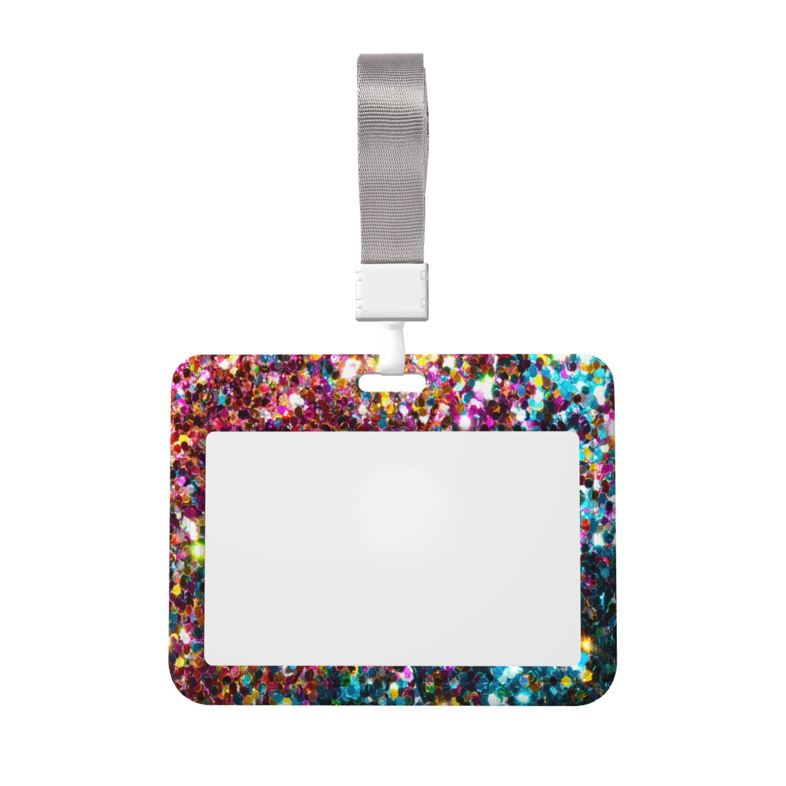 Qekee Color Shiny Print Card Badge Holder,Clear Name Tag ID Card ...