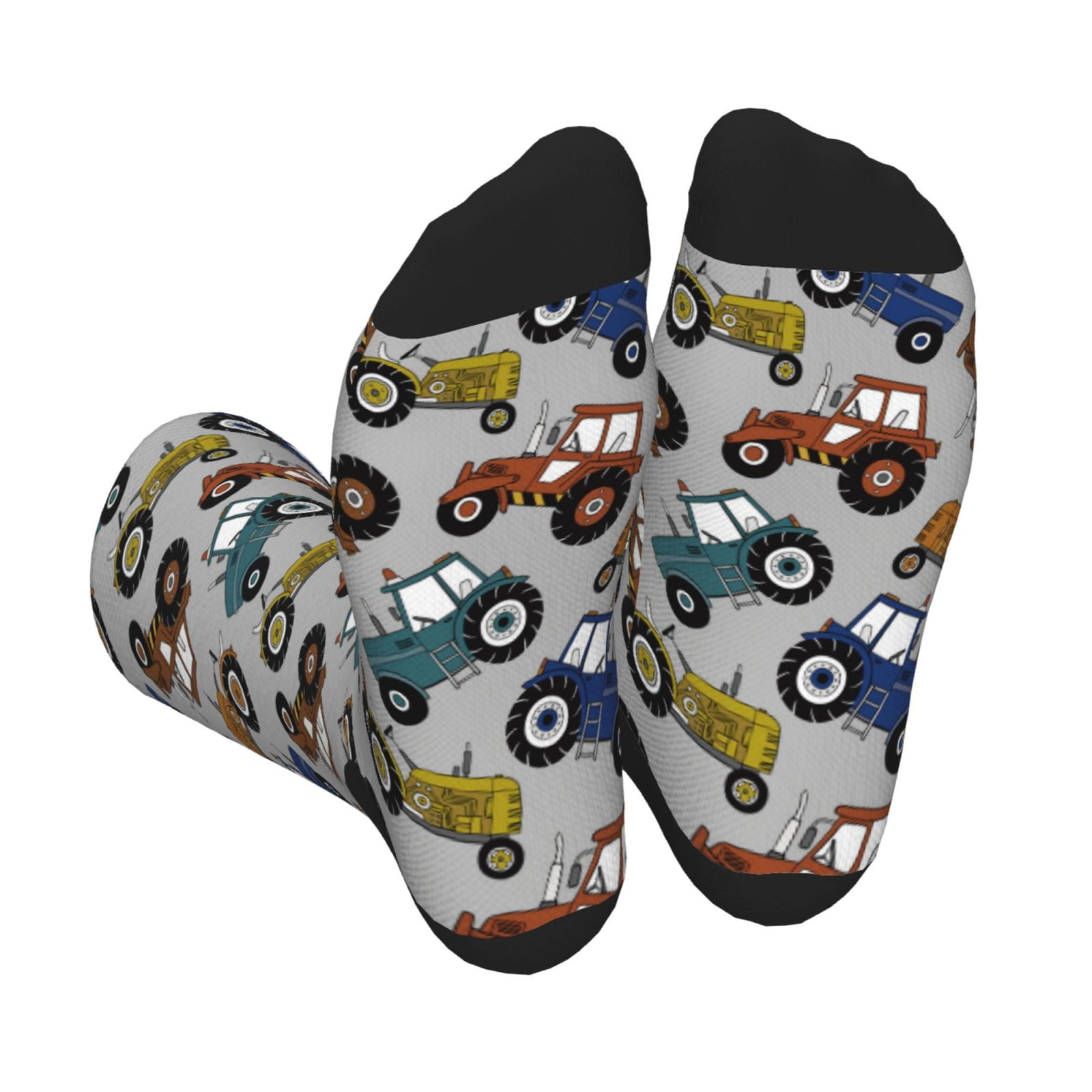 Qekee Color Tractor Print Crew Socks for Men and Women,Crew Soft Moisture-wicking Socks ...
