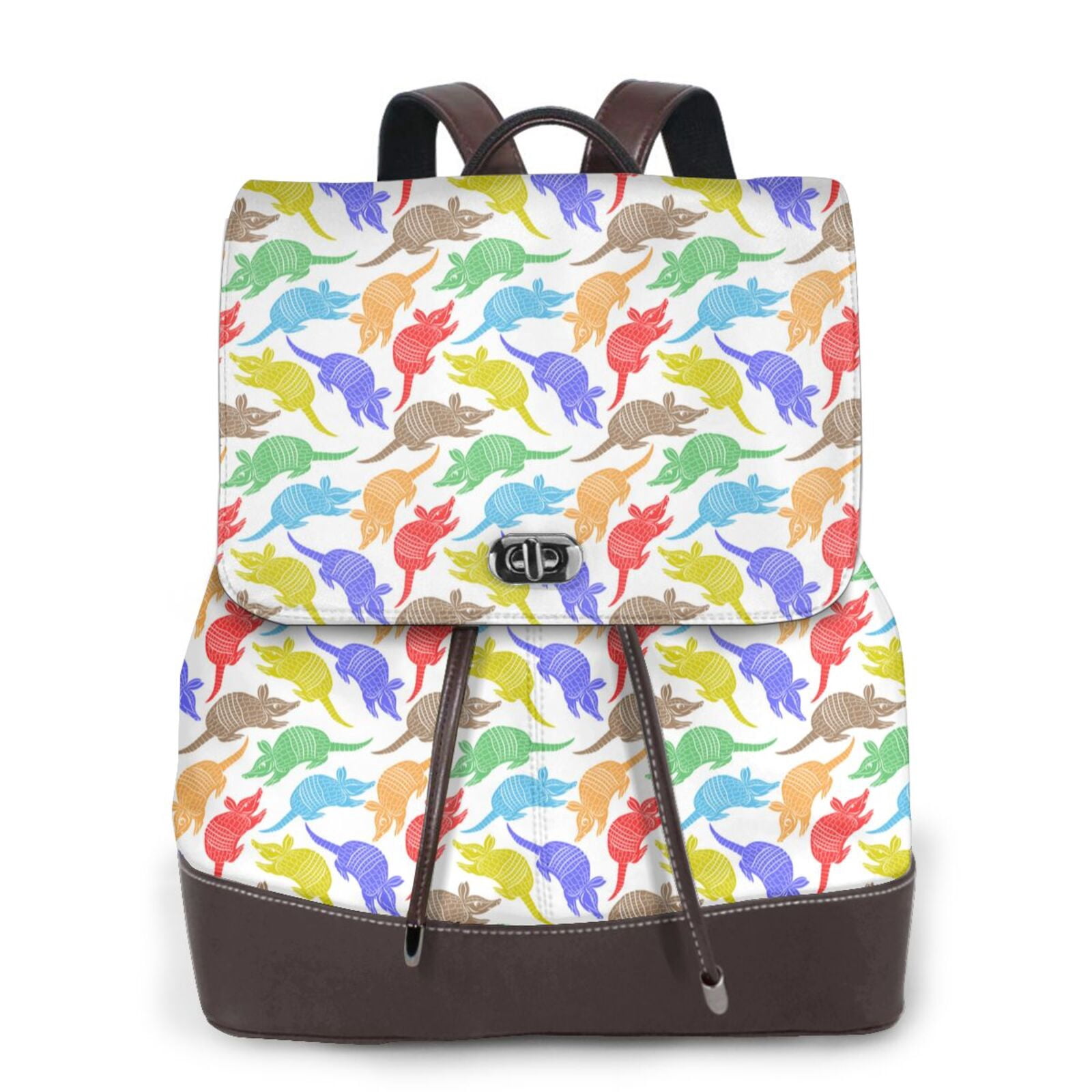 Qekee Colored Armadillos Print Leather Backpack Purse for Women,Ladies ...