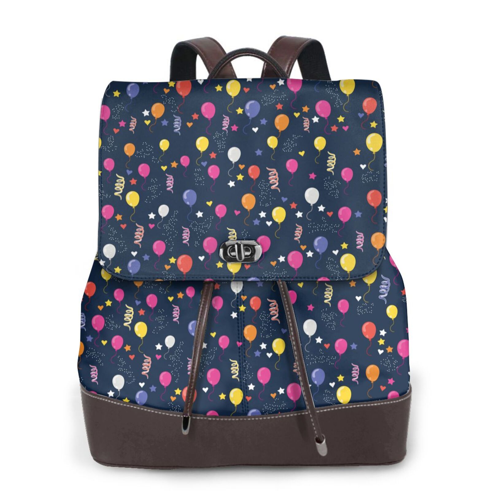 Qekee Colored Balloons Print Leather Backpack Purse for Women,Ladies ...