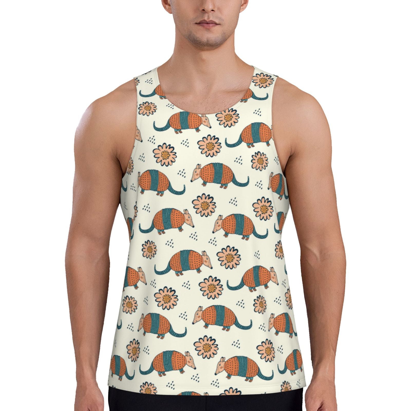Qekee Colorful Armadillos1 Print Men's Workout Tank Tops,Sleeveless ...