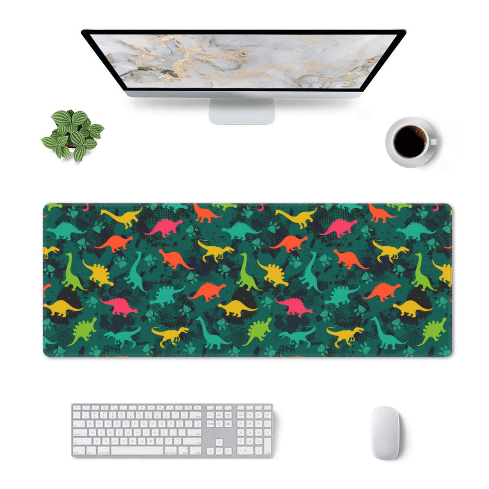 Qekee Colorful Dinosaurs Print Mouse Pad,Desk Pad Protector,Office Desk ...