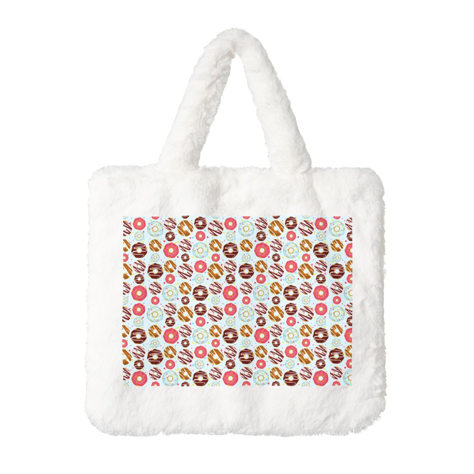 Qekee Colorful Donuts Print Plush Underarm Bag, Ladies Fluffy Shoulder ...