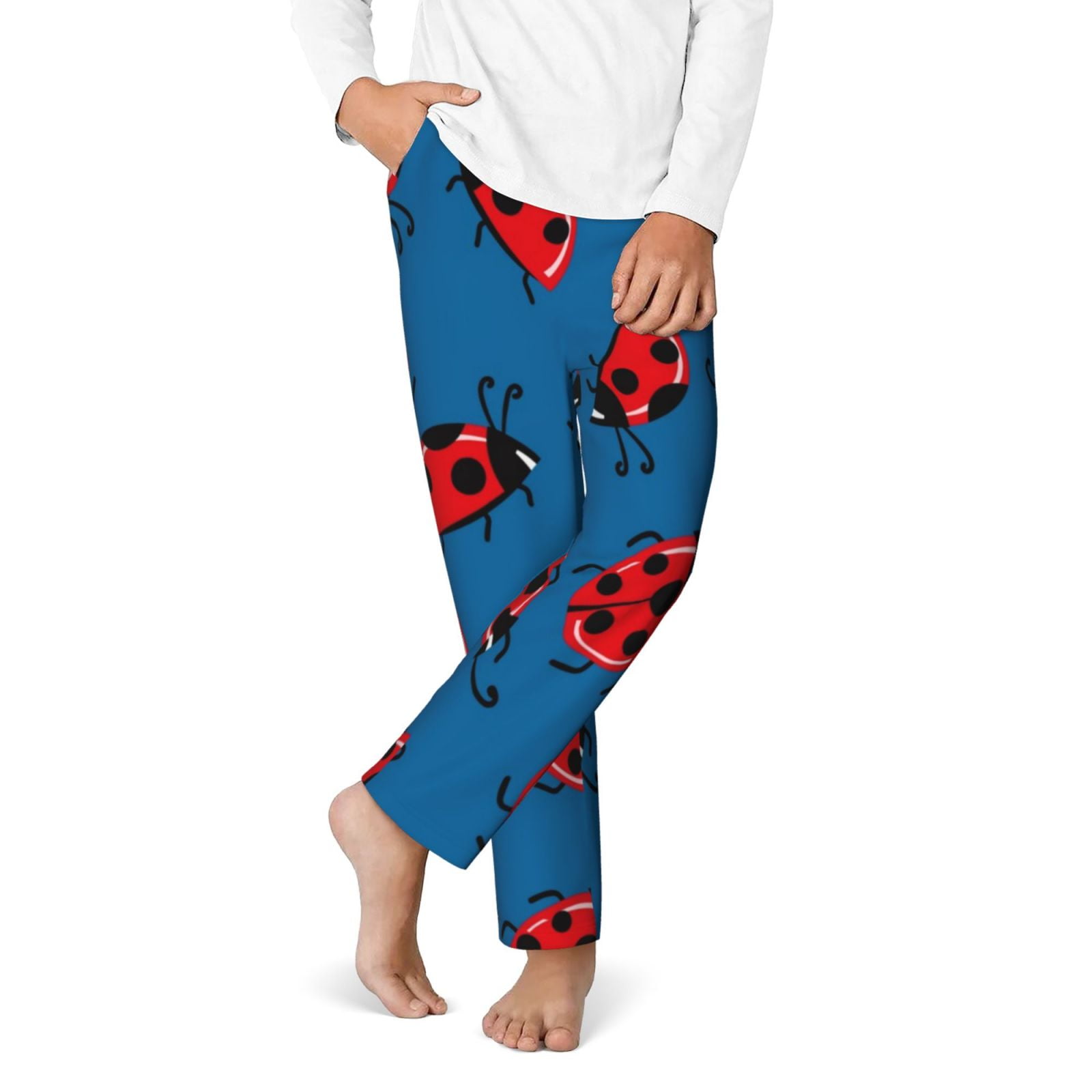 Qekee Colorful Ladybird Print Kids Pajama Pants, Teenagers' Bottom ...