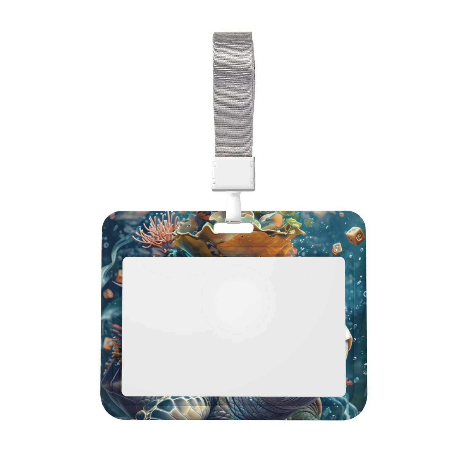 Qekee Colorful Plant Turtle Print Card Badge Holder,Clear Name Tag ID ...