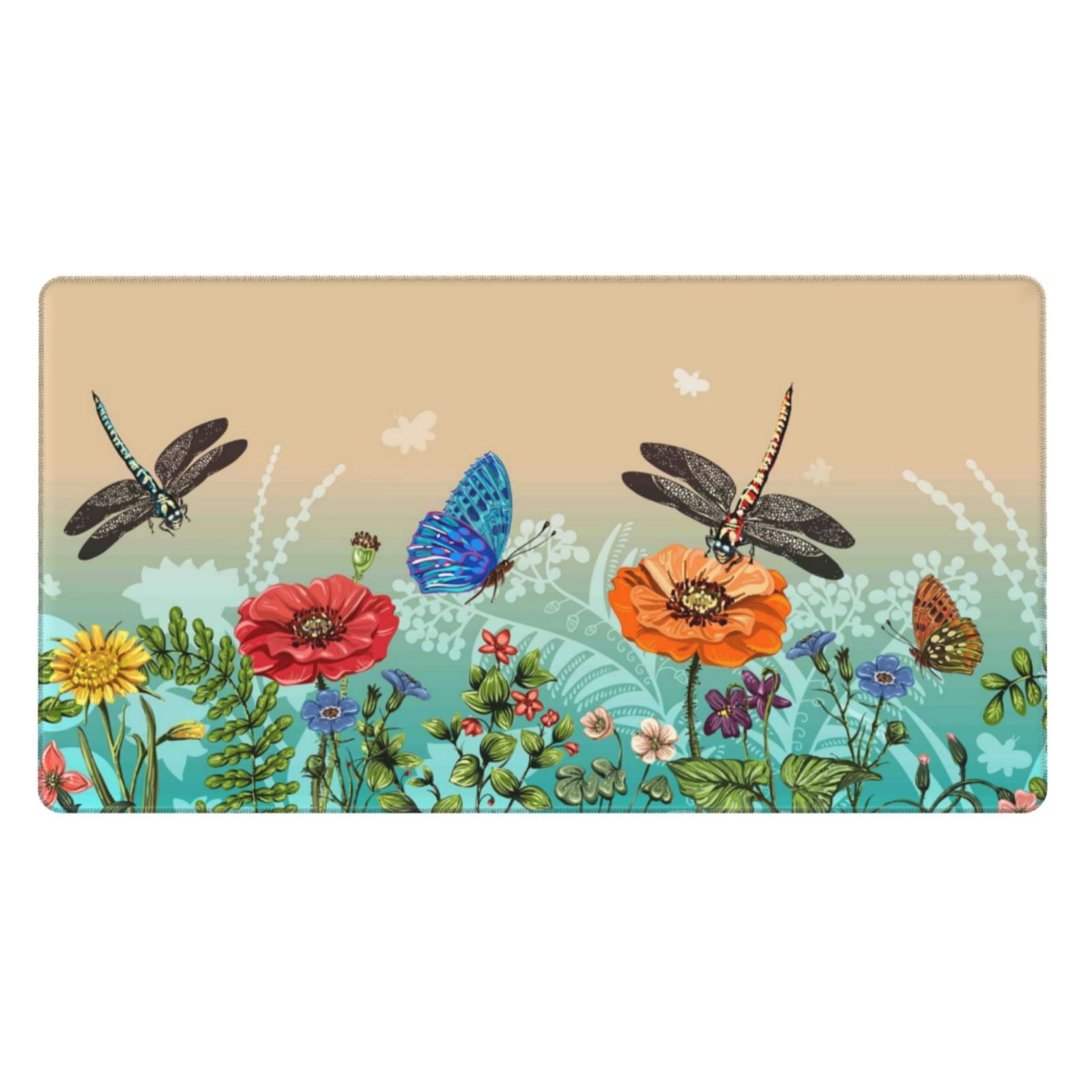 Qekee Colorful Plants And Insects Print Desk Pad Protector,Mouse Pad ...