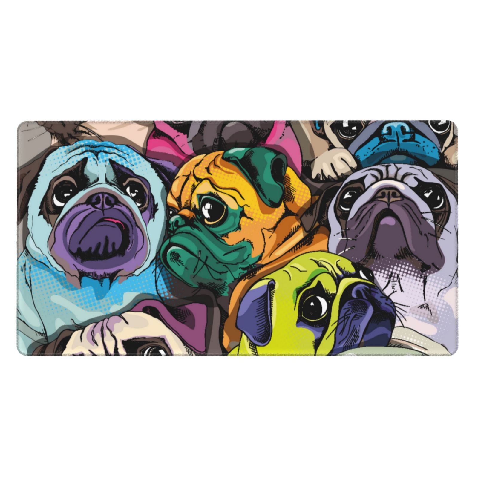 Qekee Colorful Pug Print Desk Pad Protector,Mouse Pad,Office Desk Mat ...