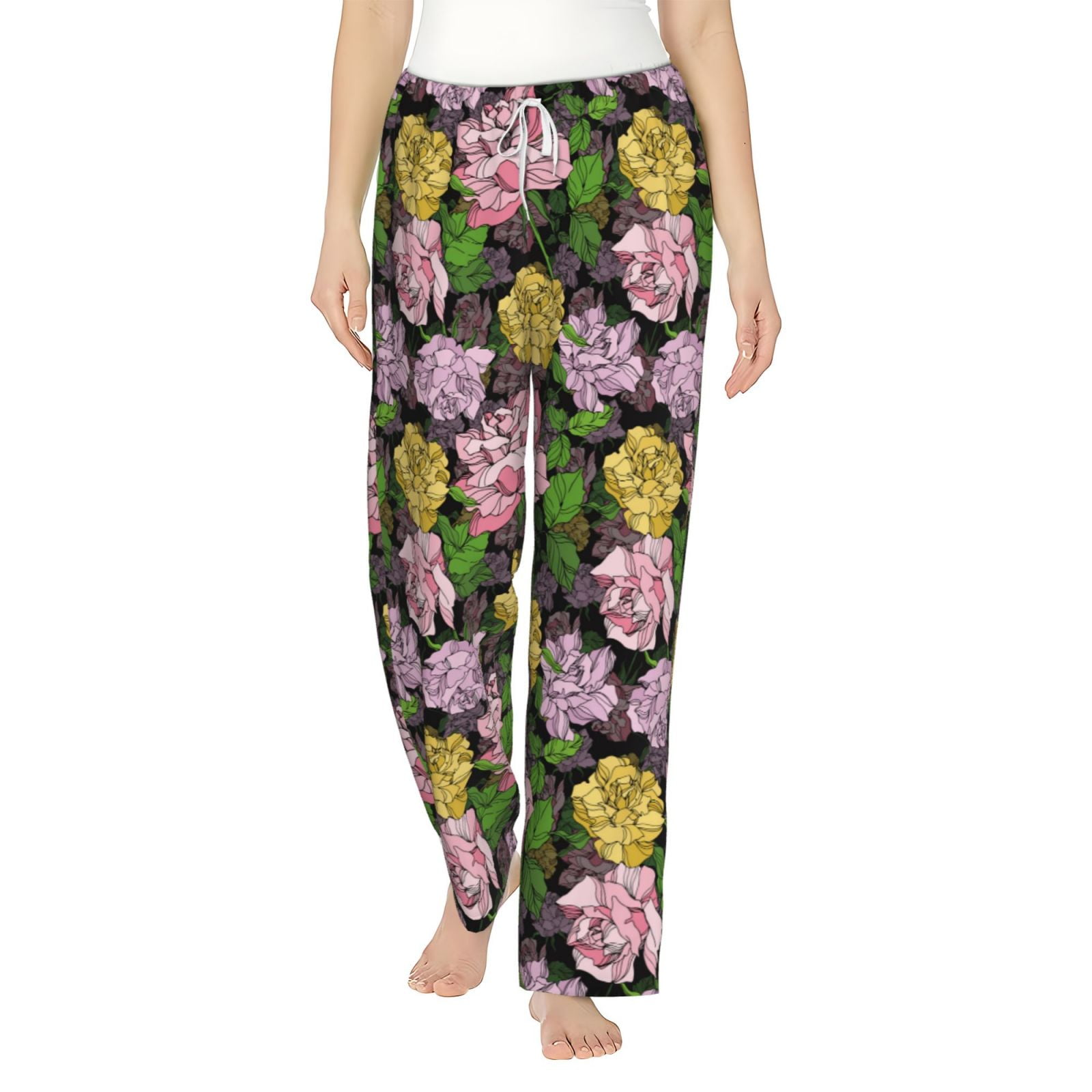 Qekee Colorful Roses print Women Pajama Pants - Walmart.com