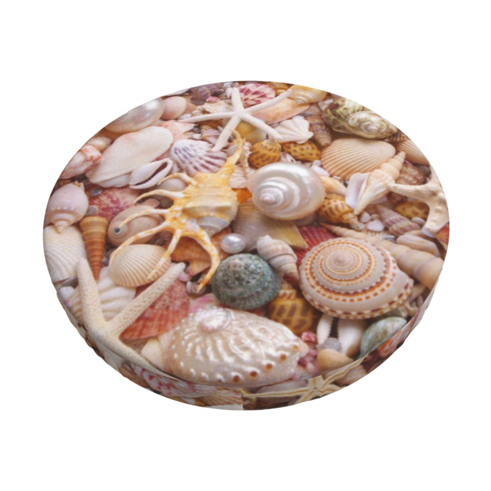 Qekee Colorful Seashells Round Bar Chair Cushion Cover, Elastic and ...
