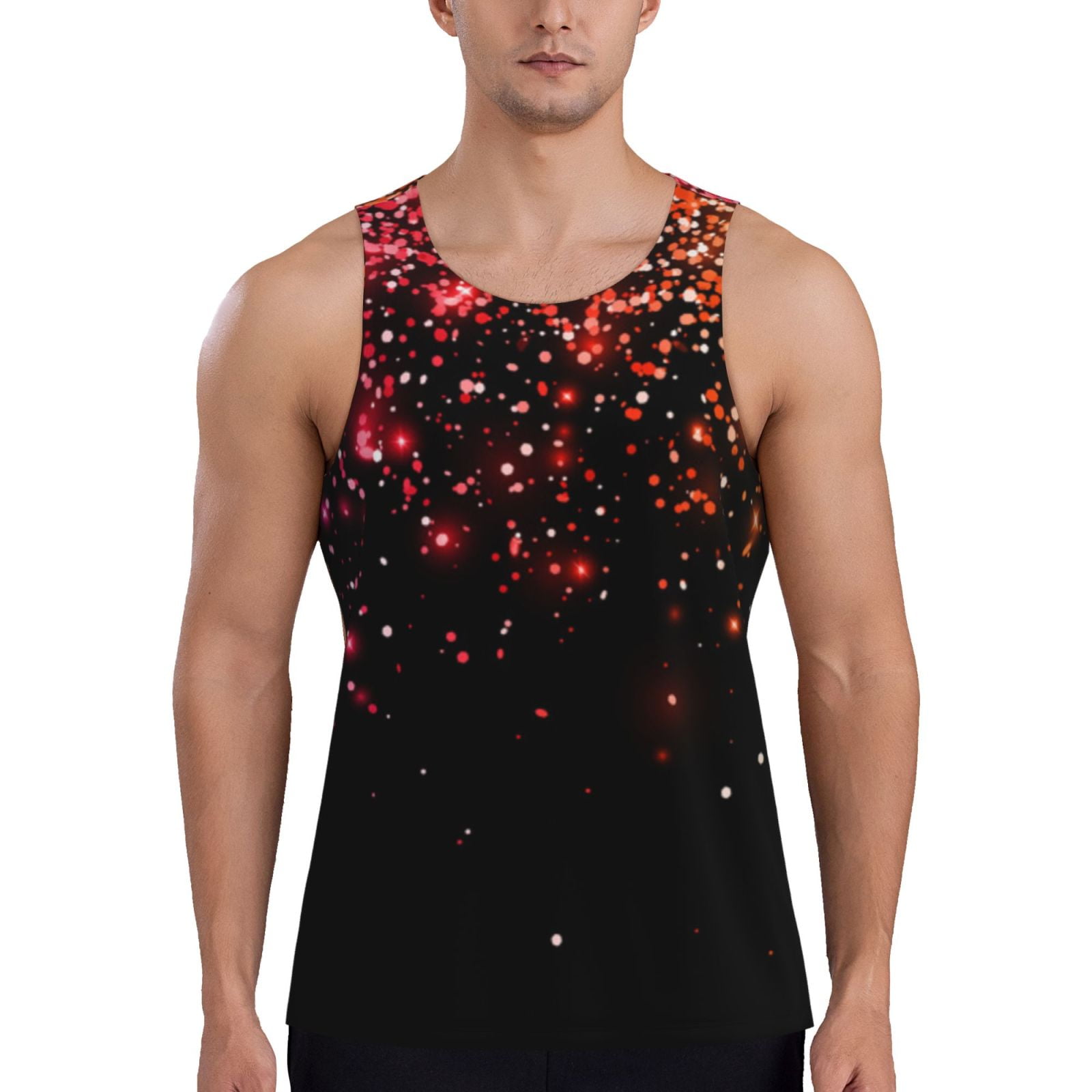 Qekee Colorful Sparkling Print Men's Workout Tank Tops,Sleeveless ...
