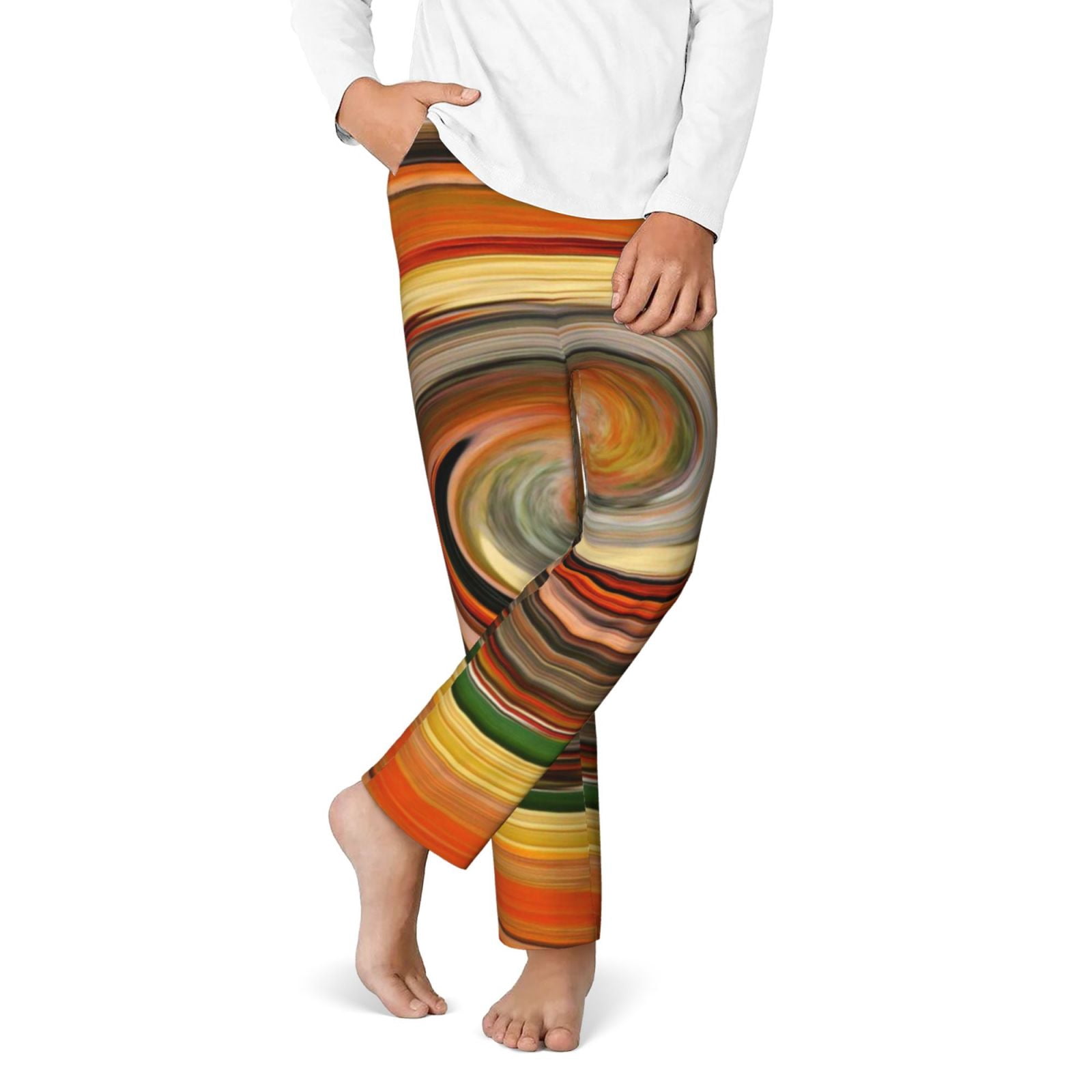 Qekee Colorful Swirl Print Kids Pajama Pants, Teenagers' Bottom ...