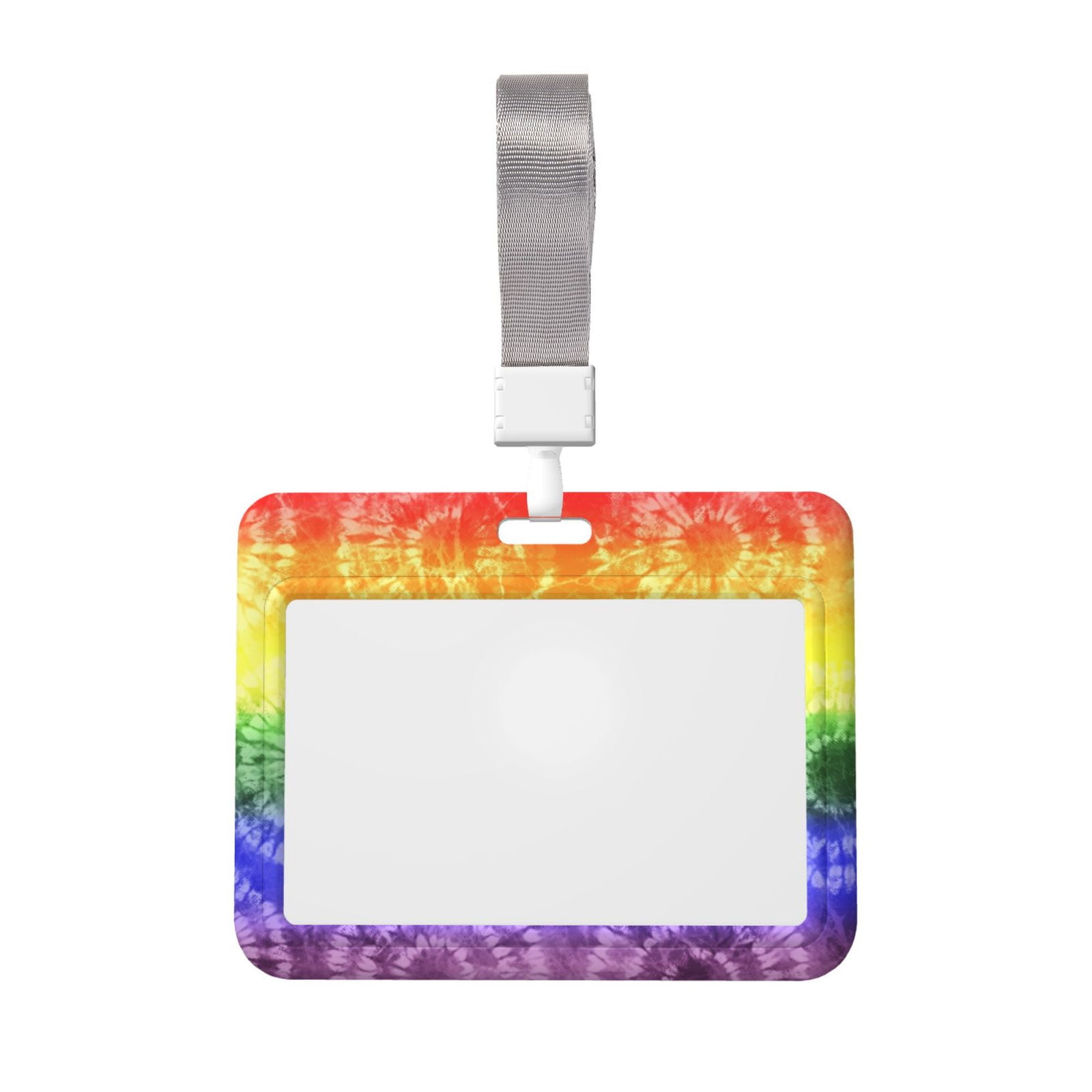 Qekee Colorful Tie Dye Print Card Badge Holder,Clear Name Tag ID Card ...