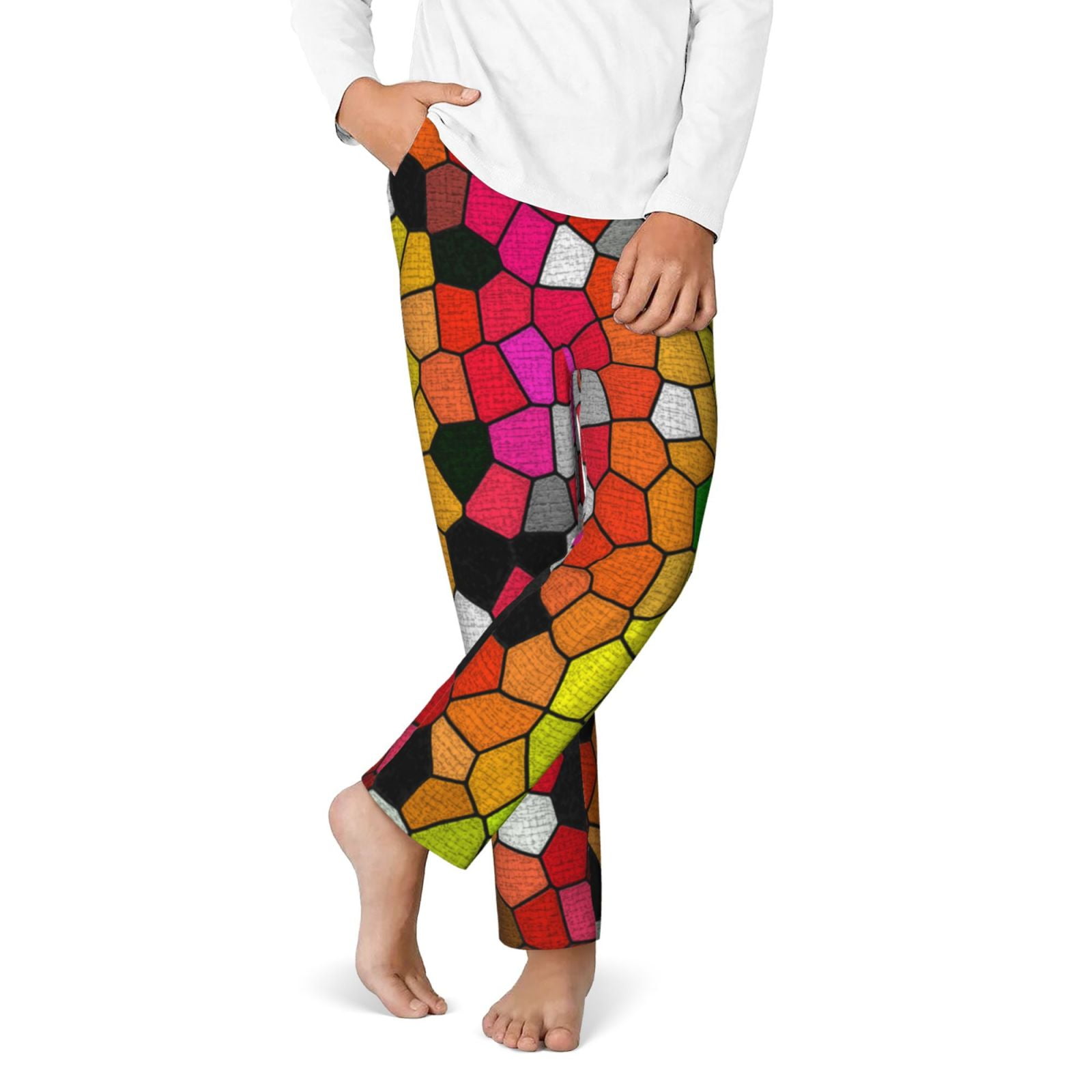 Qekee Colorful Tie Dye Stained Glass 1 Print Kids Pajama Pants ...