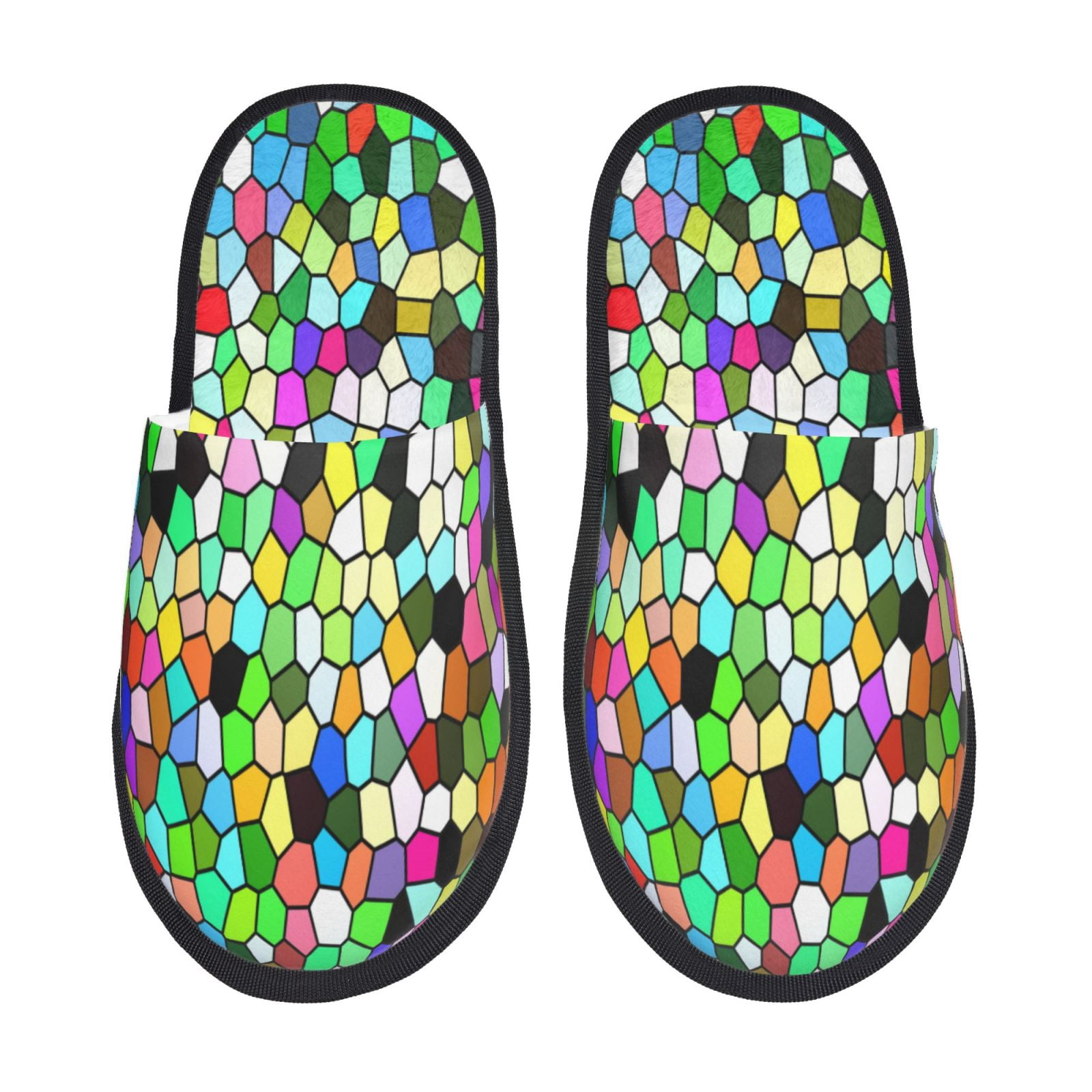 Qekee Colorful Tie Dye Stained Glass print Slippers for Women and Men ...