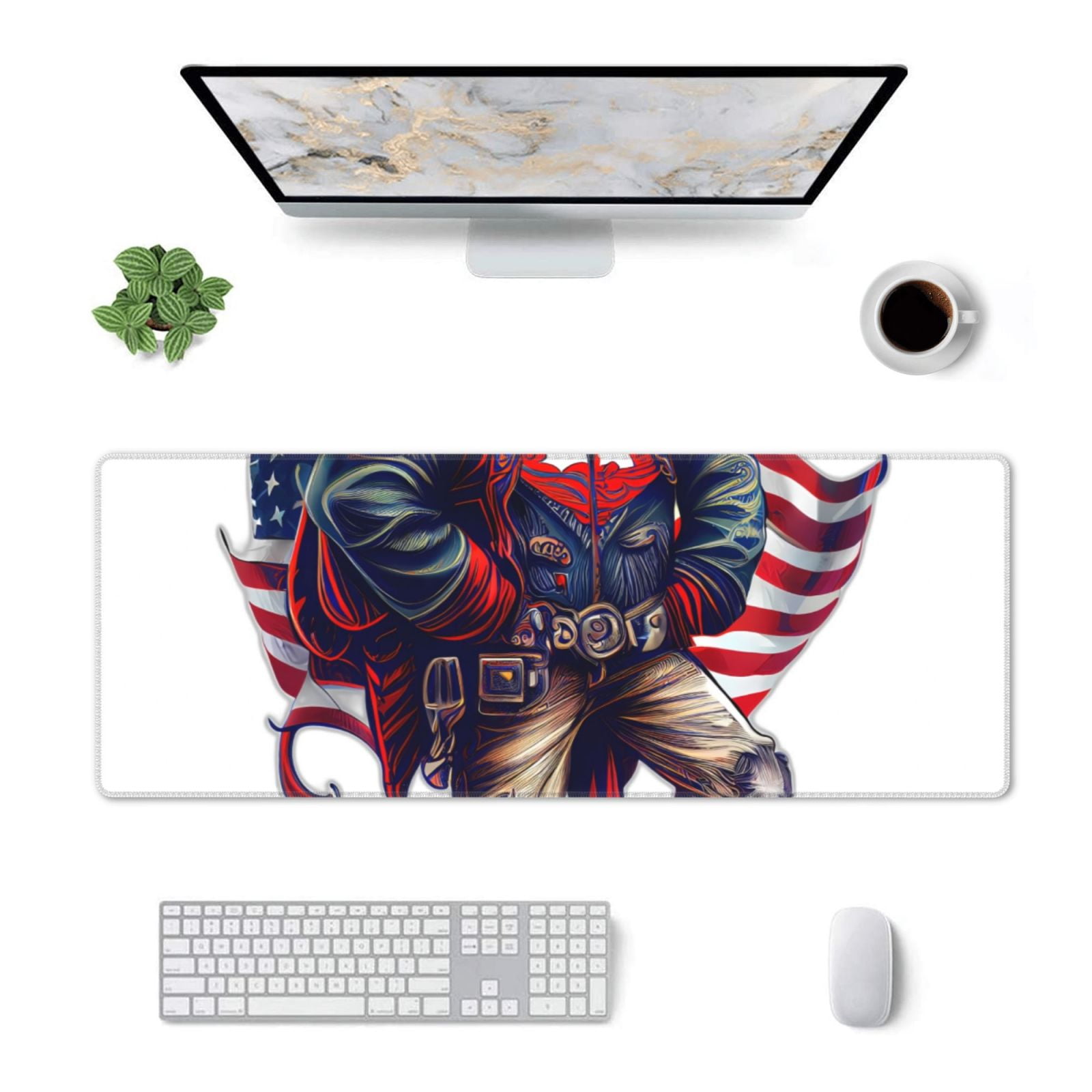 Qekee Cool Patriotic Buffalo Cowboy Print Mouse Pad,Desk Pad Protector ...