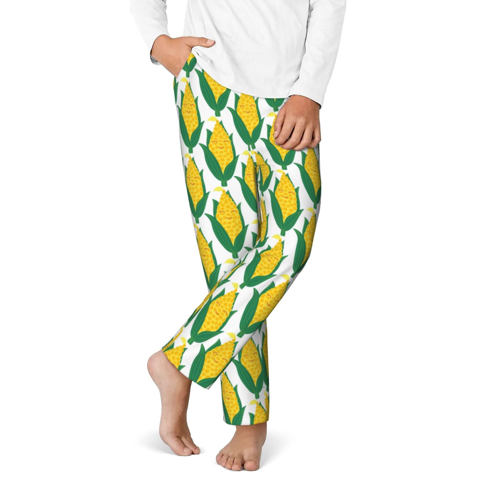 Qekee Corn Cob Print Kids Pajama Pants, Teenagers' Bottom Sweatpants ...