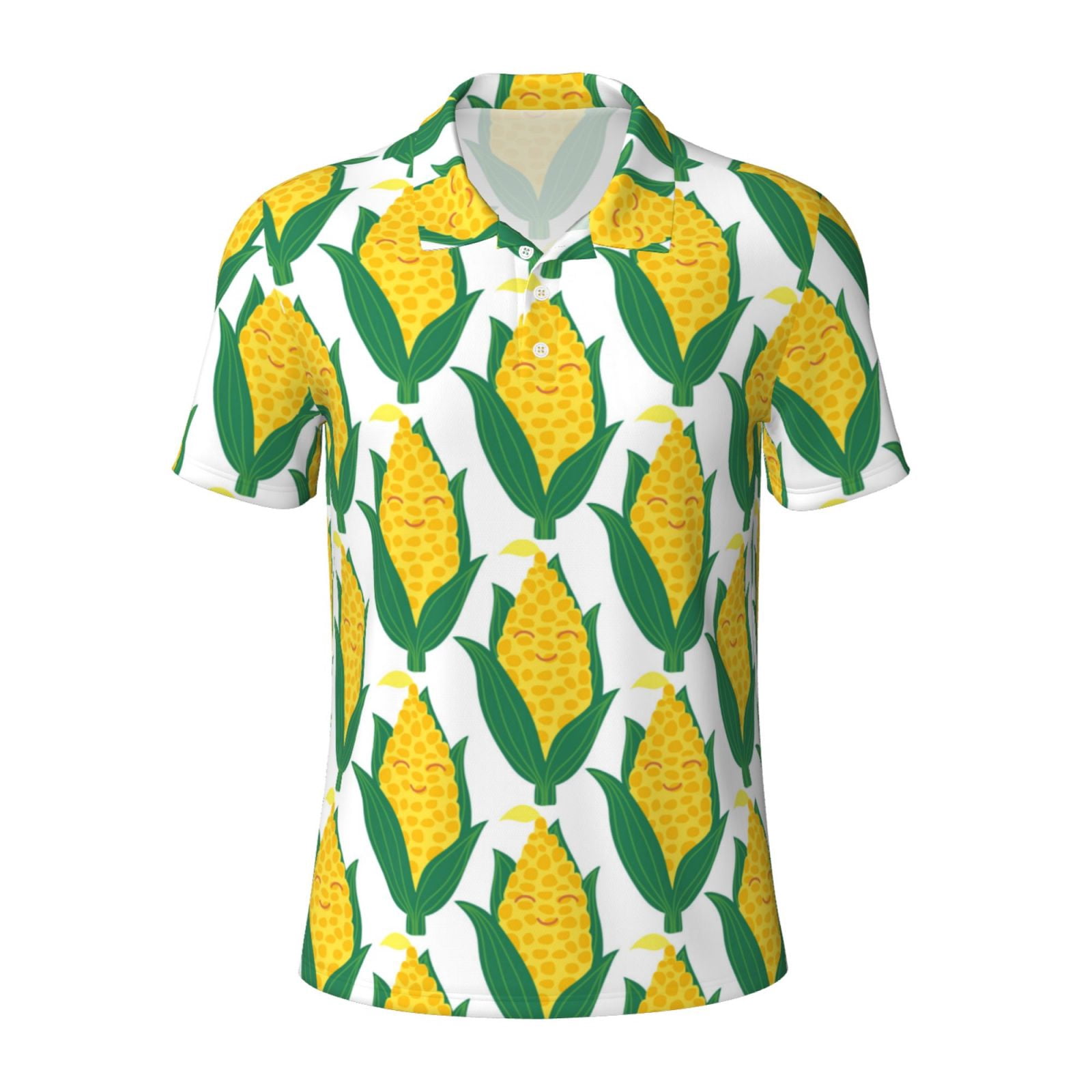Qekee Corn Cob for Mens Polo Shirts Casual Short Sleeve Button Down ...
