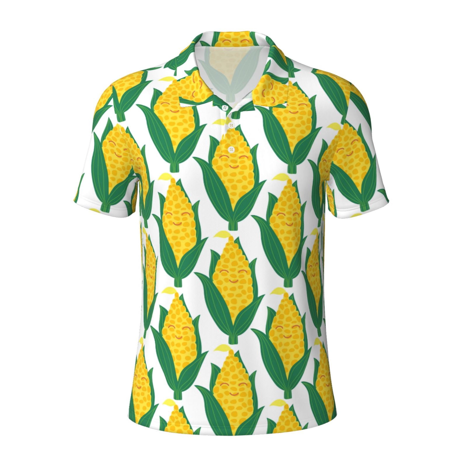 Qekee Corn Cob for Mens Polo Shirts Casual Short Sleeve Button Down ...