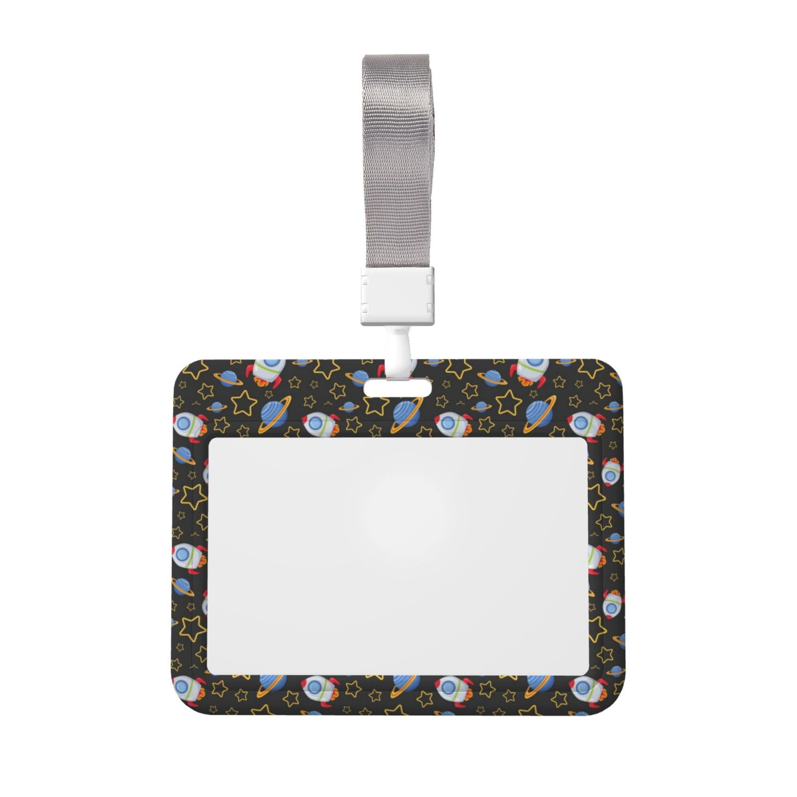 Qekee Cosmic Print Card Badge Holder,Clear Name Tag ID Card Protector ...