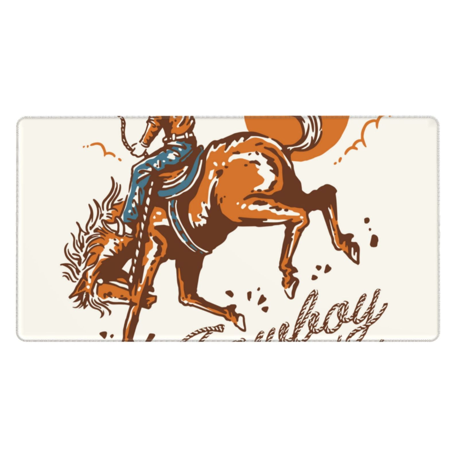 Qekee Cowboy Riding Horse Print Desk Pad Protector,Mouse Pad,Office ...