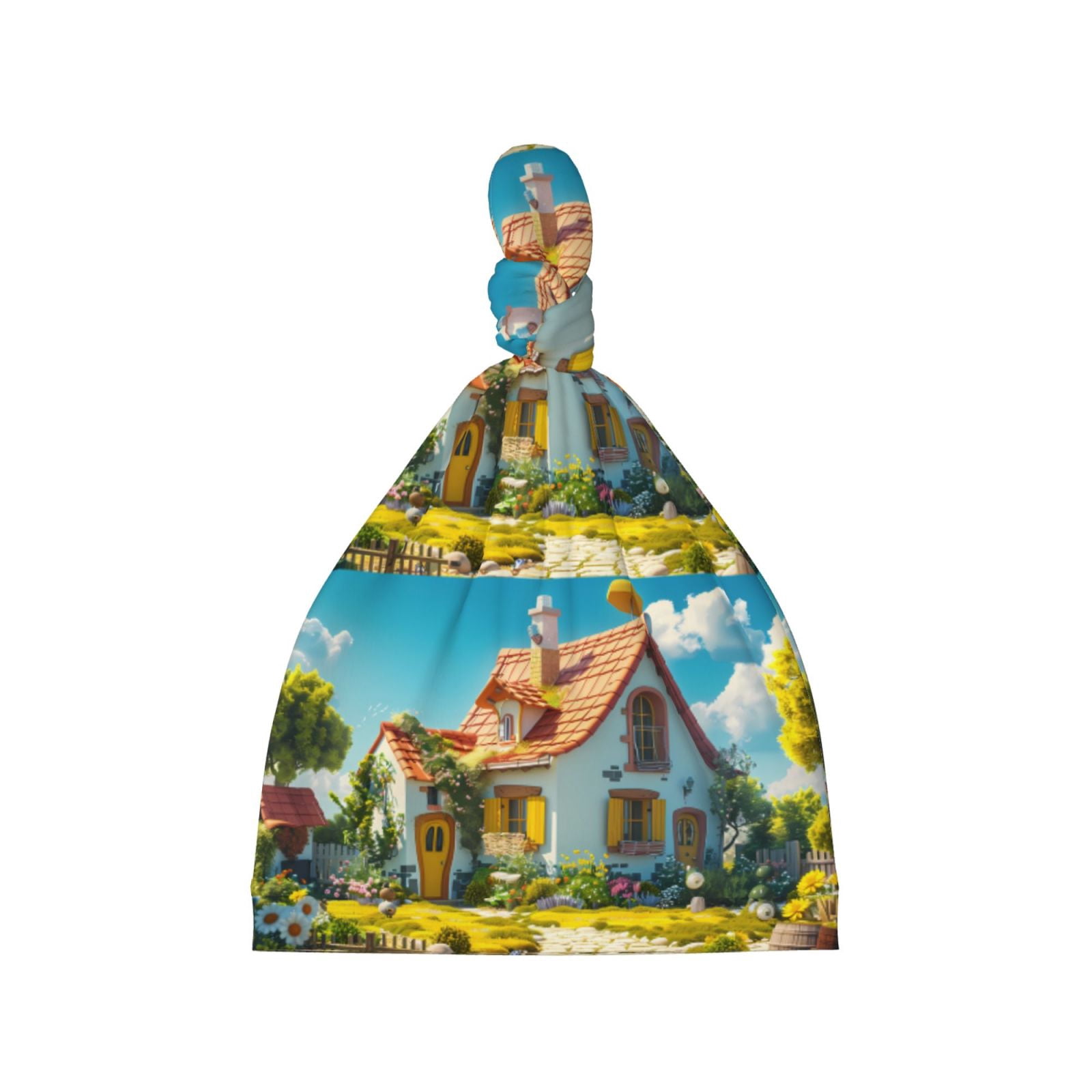 Qekee Cozy Cartoon Backyard Print Newborn Baby Hospital Hat for Boy ...
