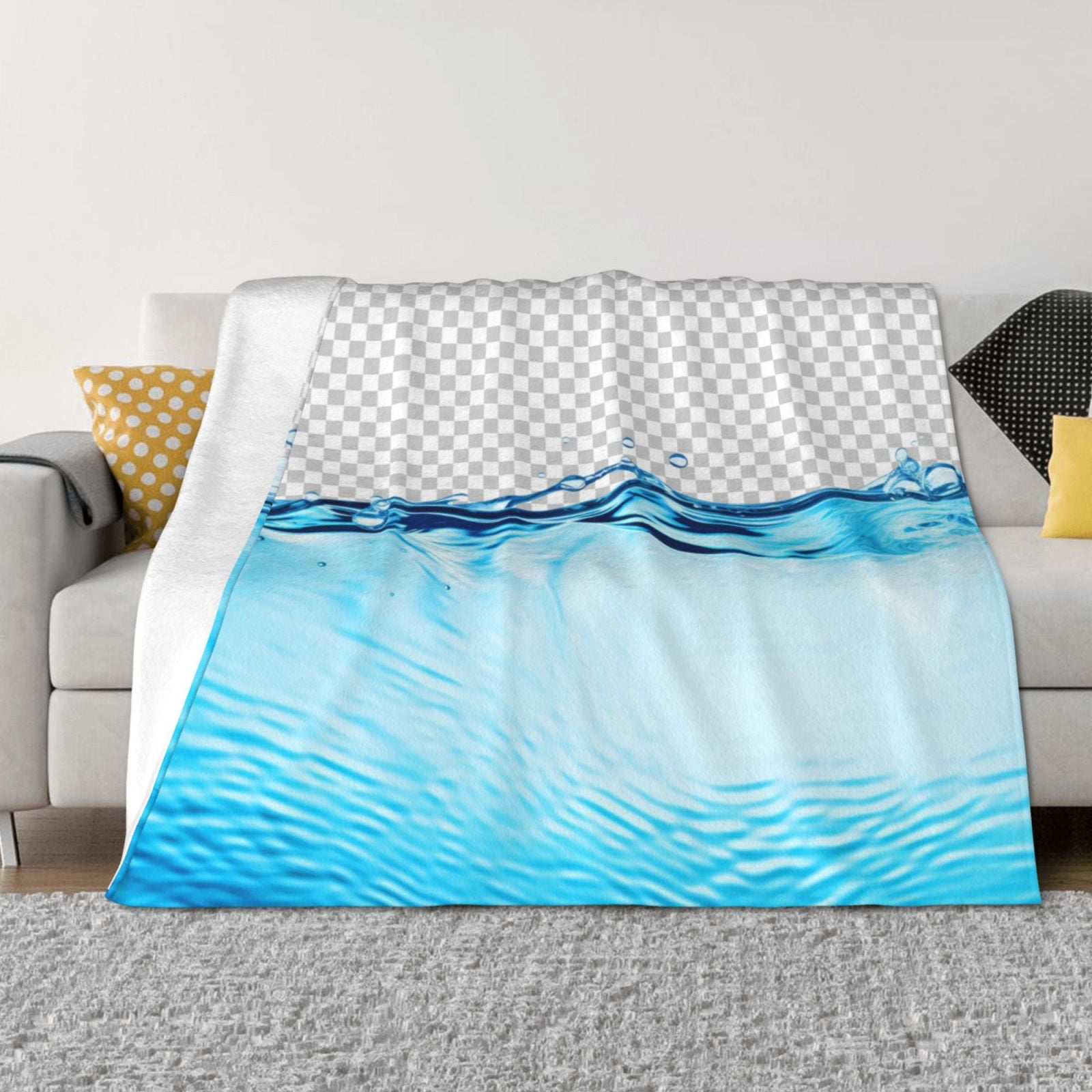 Qekee Crystal Clear Water Splash Print Throw Blanket, Flannel Home ...