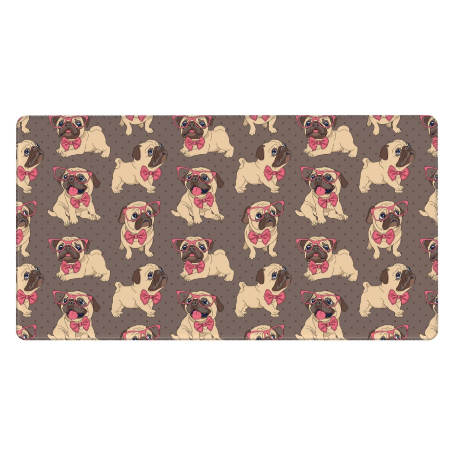 Qekee Cut Pug Print Desk Pad Protector,Mouse Pad,Office Desk Mat,Desk ...