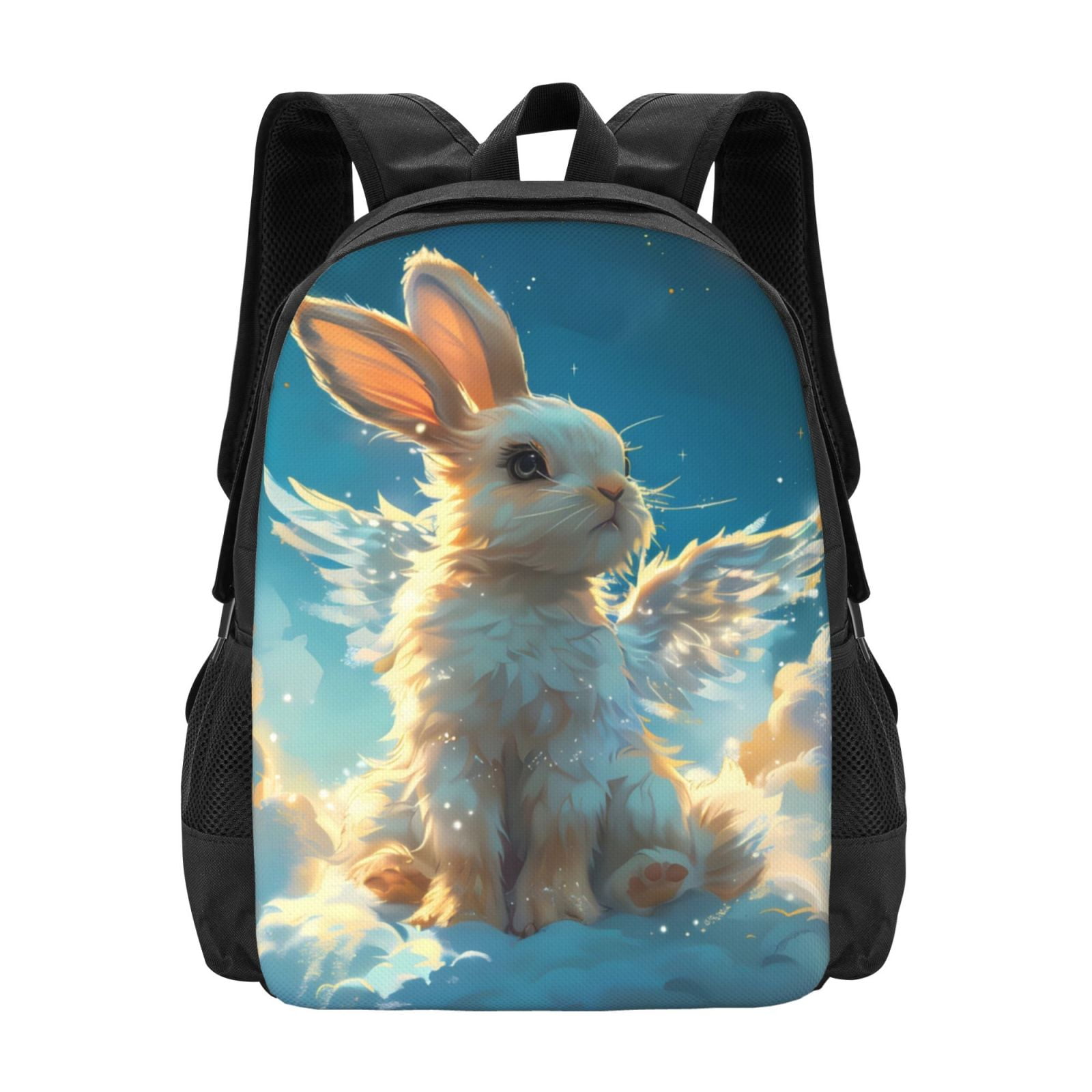 Qekee Cute Angel Winged Rabbit for Travel Laptop Backpack for womem and ...