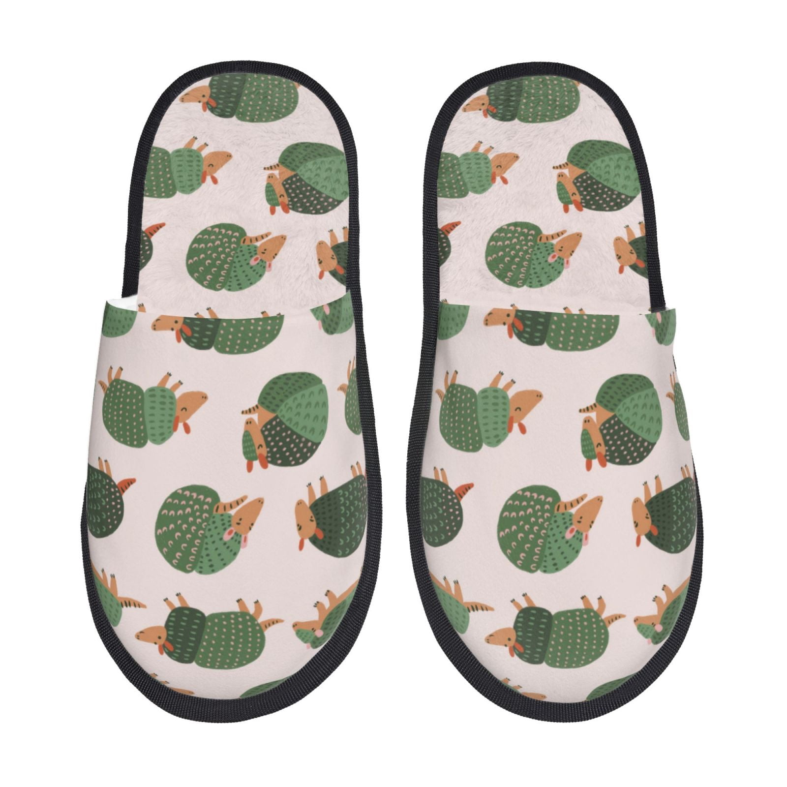 Qekee Cute Armadillo Print Furry Slippers for Women and Men, House ...