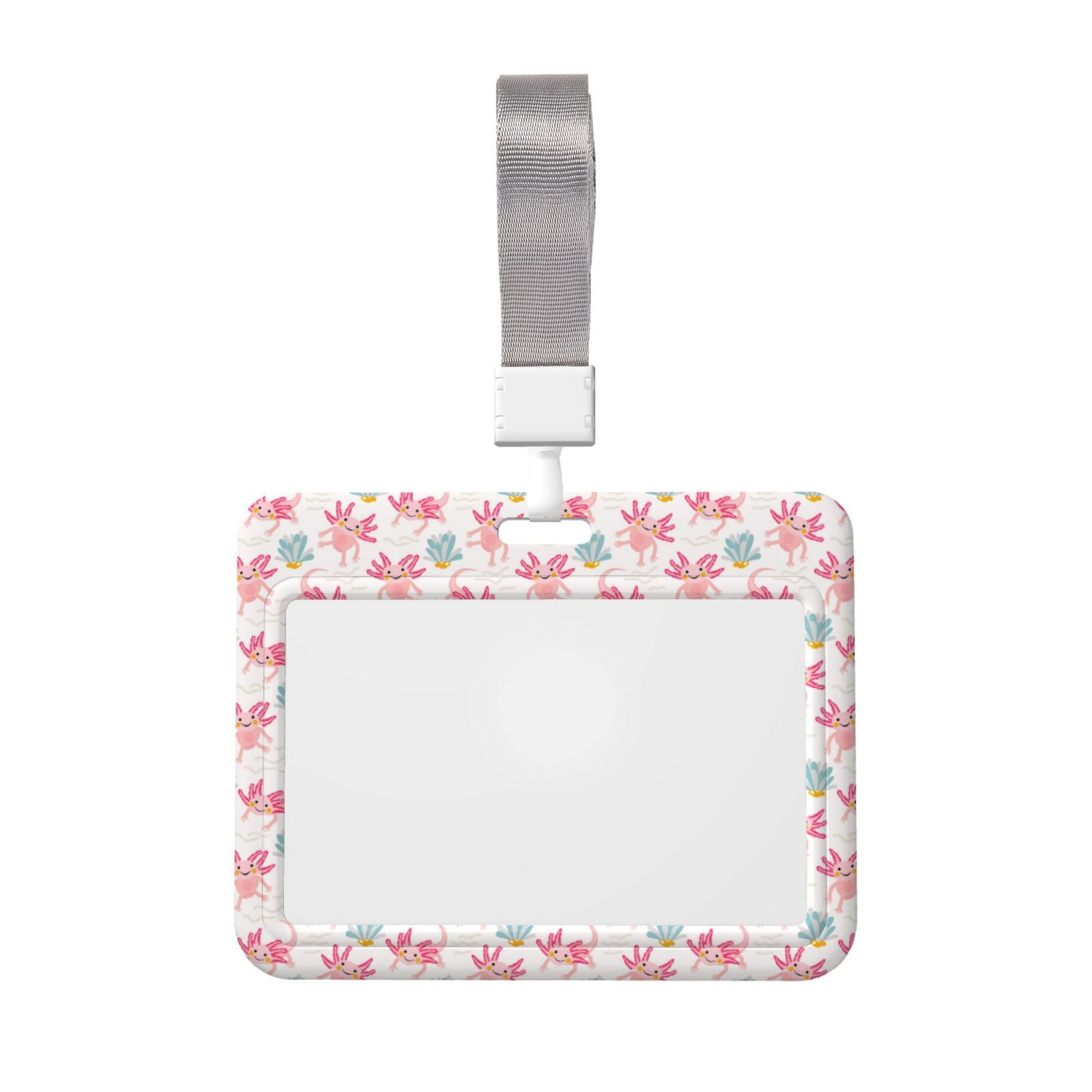 Qekee Cute Axolotl Print Card Badge Holder,Clear Name Tag ID Card ...