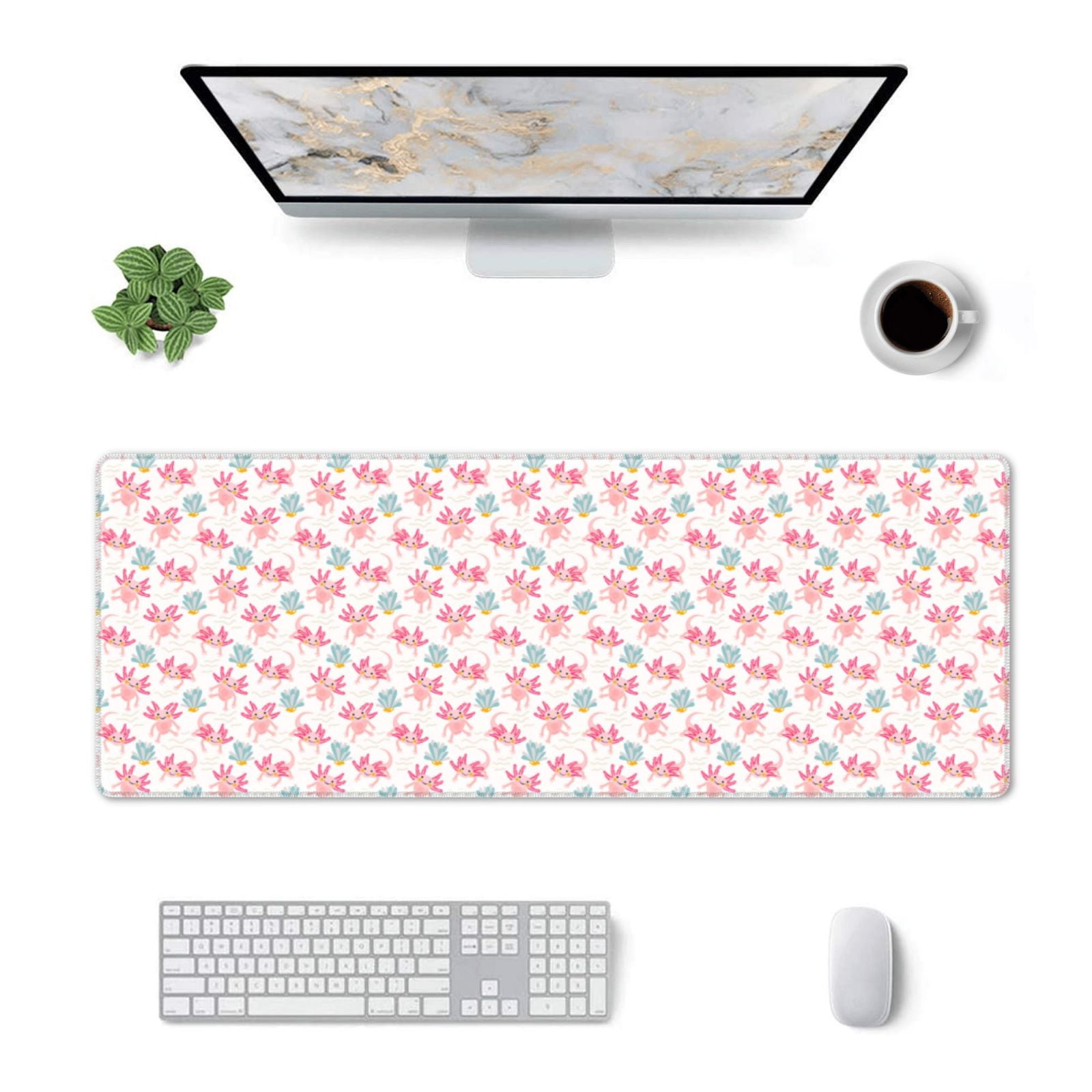 Qekee Cute Axolotl Print Mouse Pad,Desk Pad Protector,Office Desk Mat ...