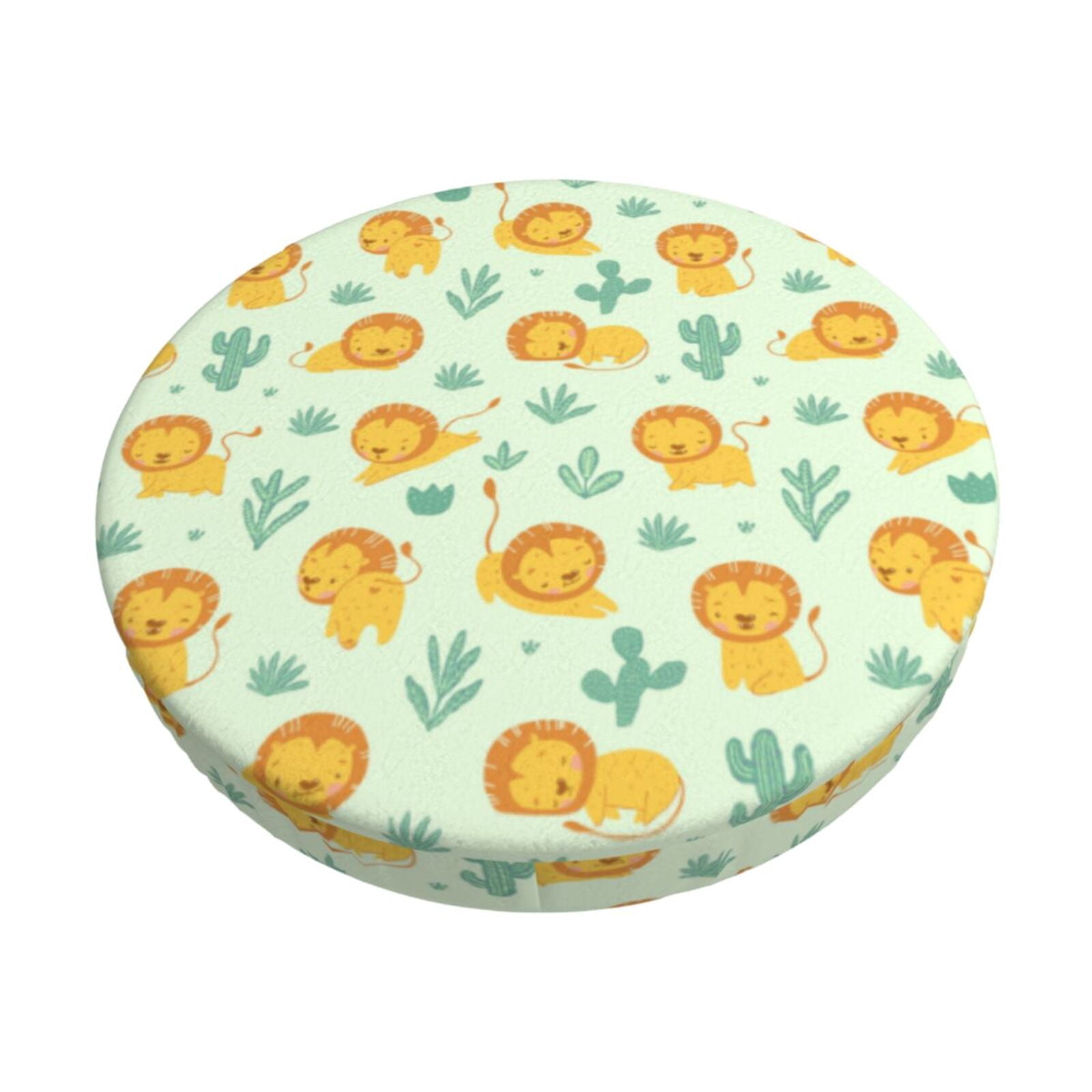 Qekee Cute Baby Lion Round Bar Chair Cushion Cover, Elastic and ...