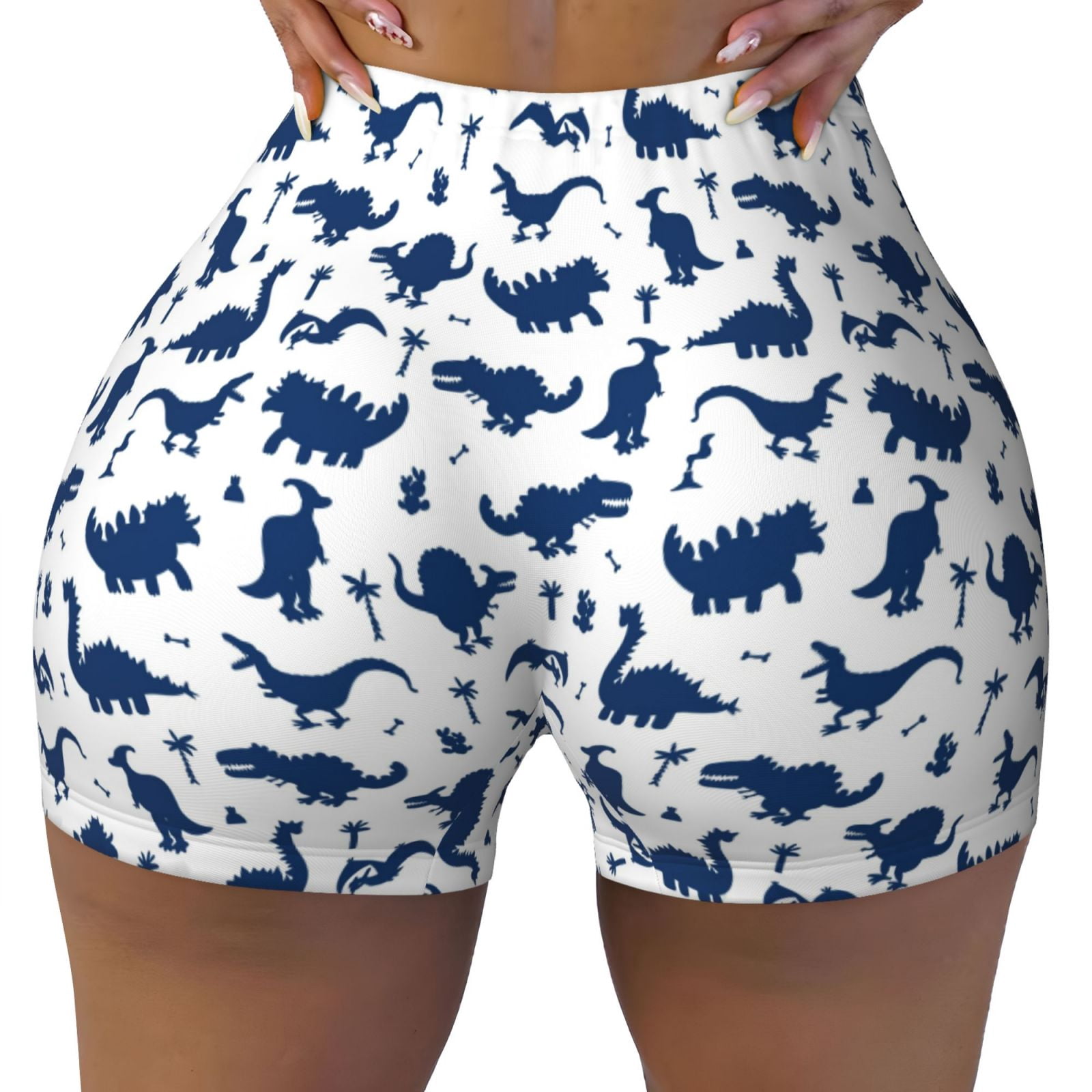 Qekee Cute Cartoon Dinosaur Women Workout Shorts, Sports shorts ...