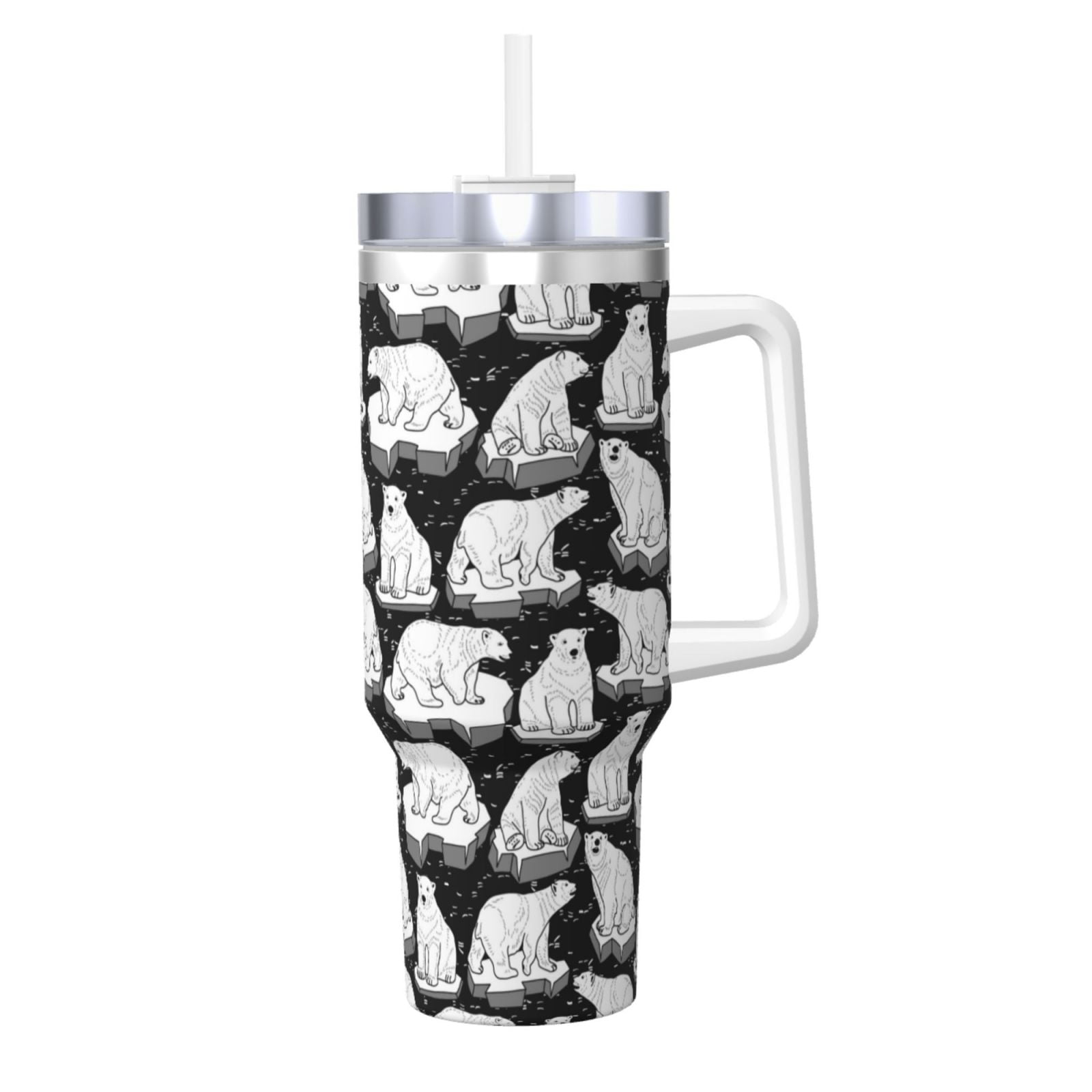 Qekee Cute Cartoon Polar Bear Print 40 OZ Large Capacity Ice Bully Cup ...