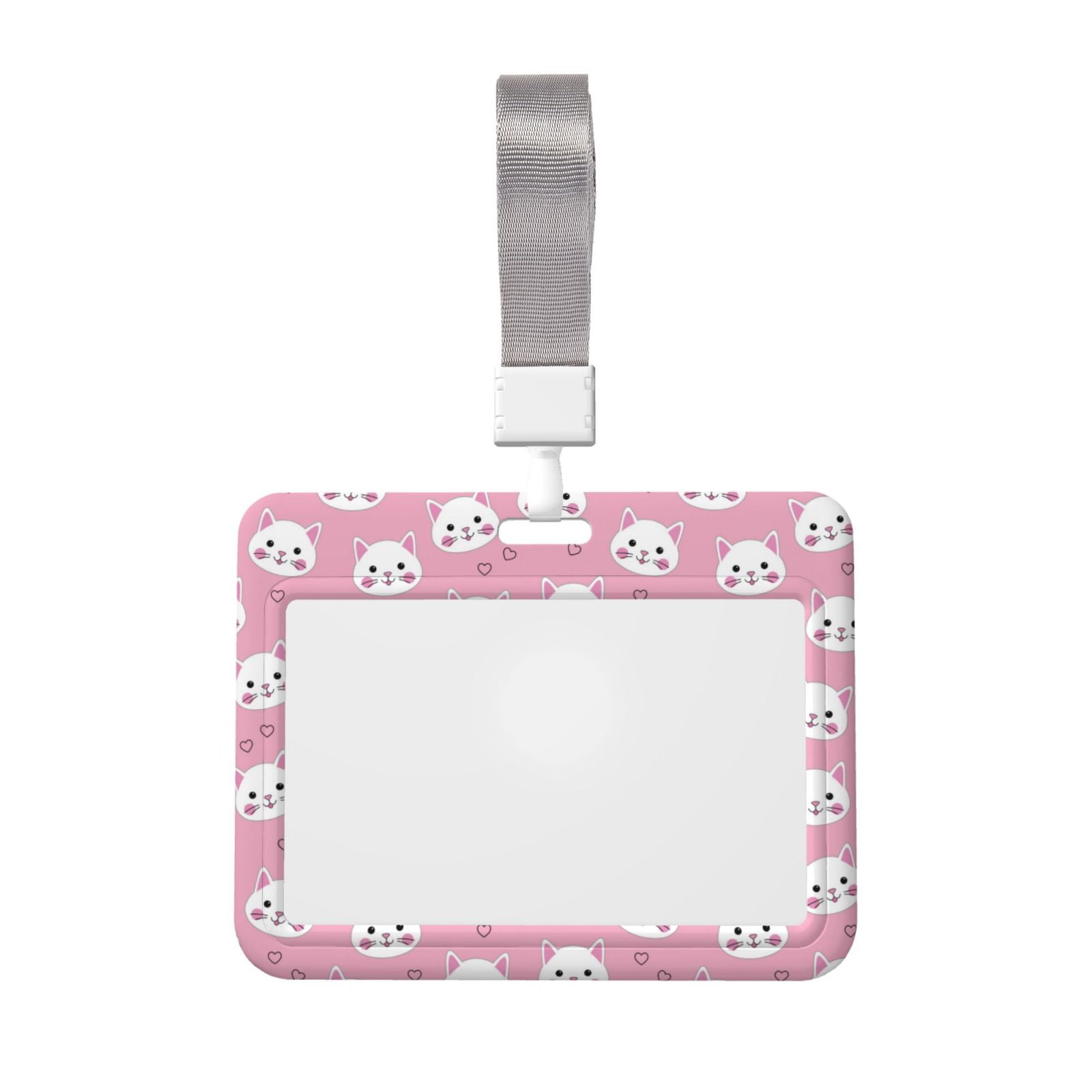 Qekee Cute Cat Print Card Badge Holder,Clear Name Tag ID Card Protector ...