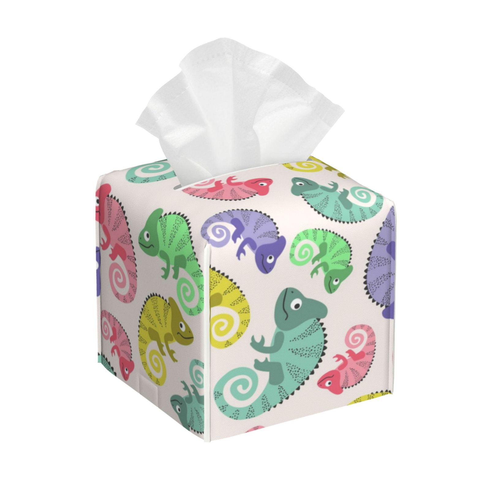 Qekee Cute Chameleons for Tissue Box Cover Holder, Square with Bottom ...